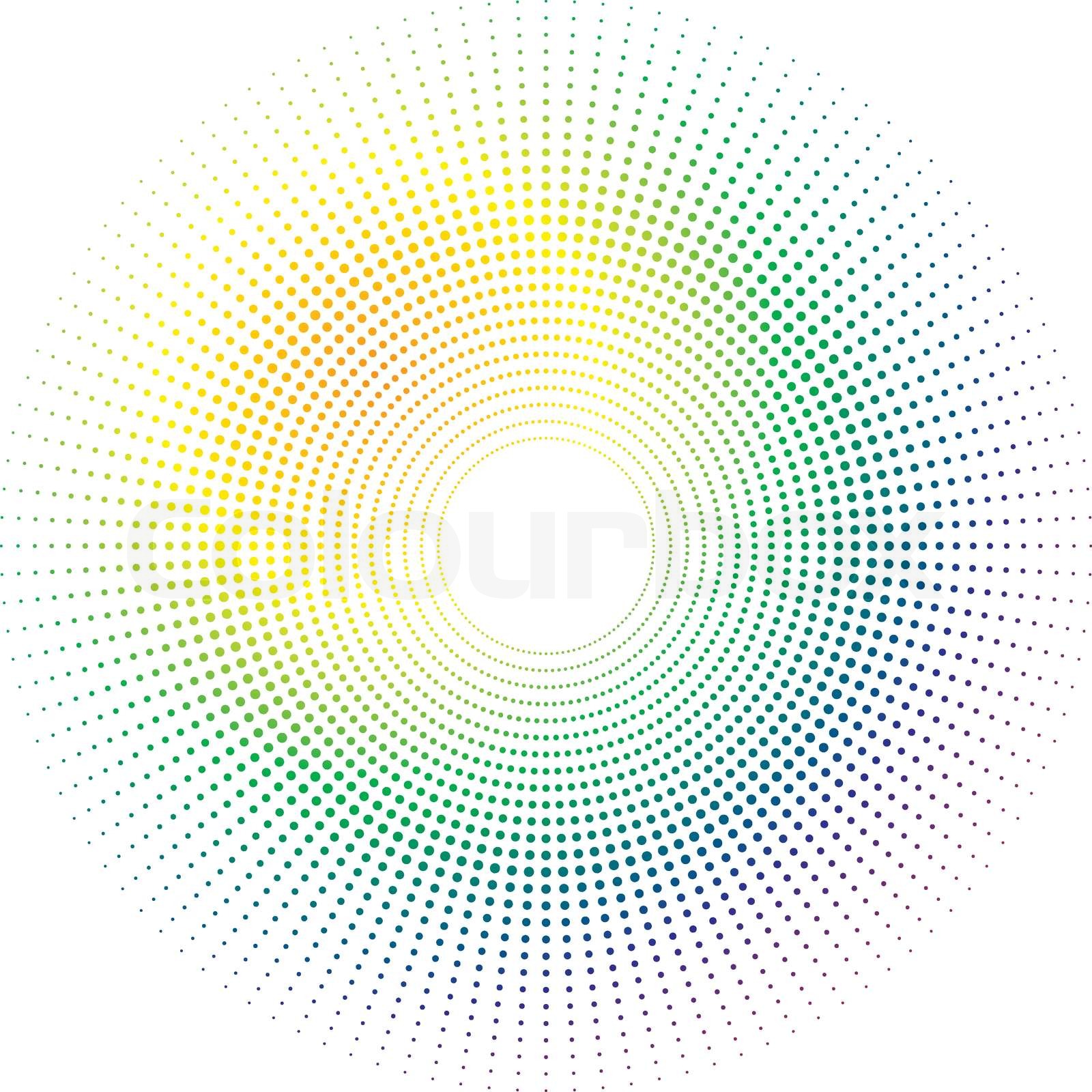 Illustrated rainbow sun made out of a circular design radiating out ...