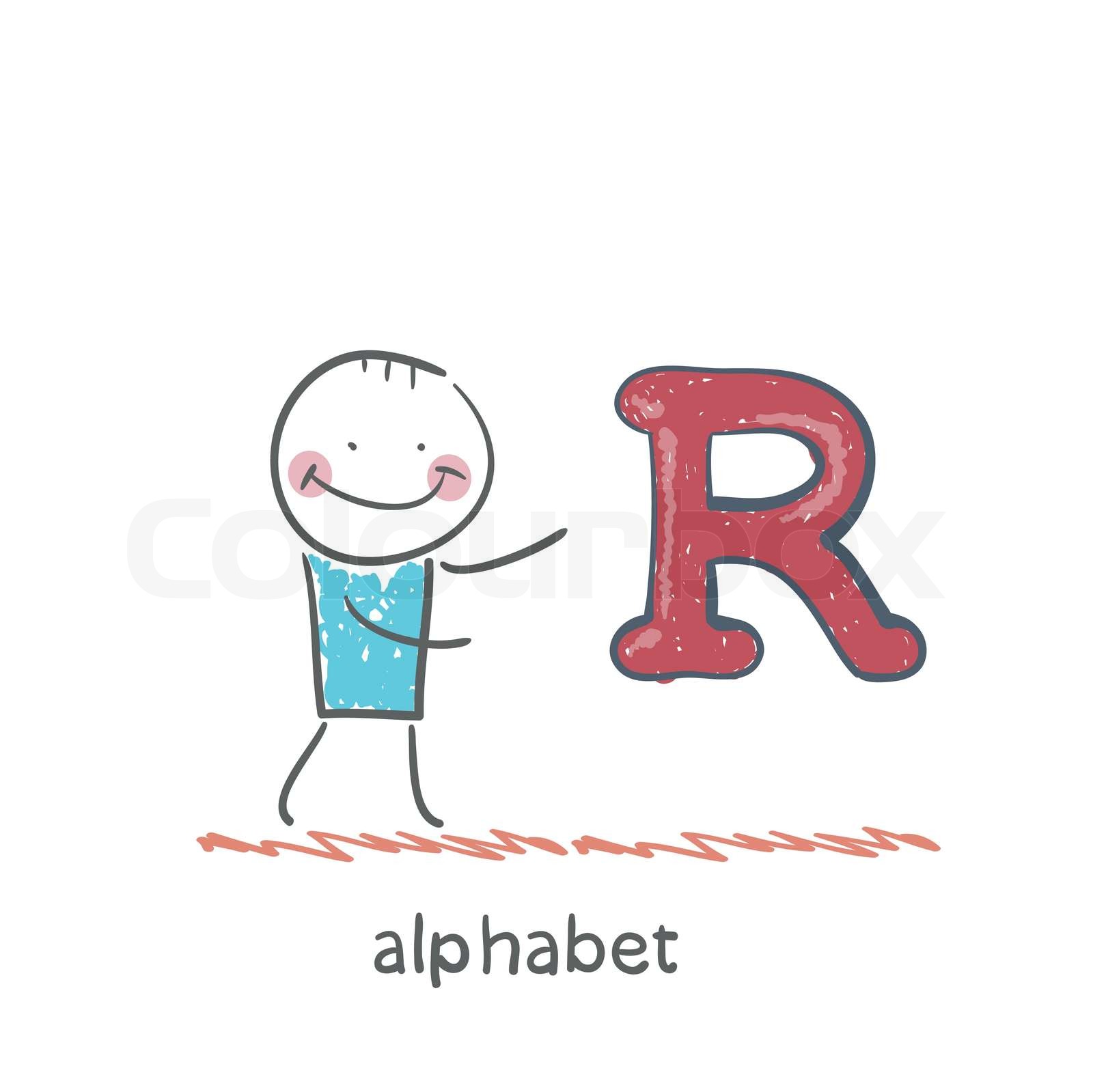 man standing with a letter of the alphabet | Stock vector | Colourbox