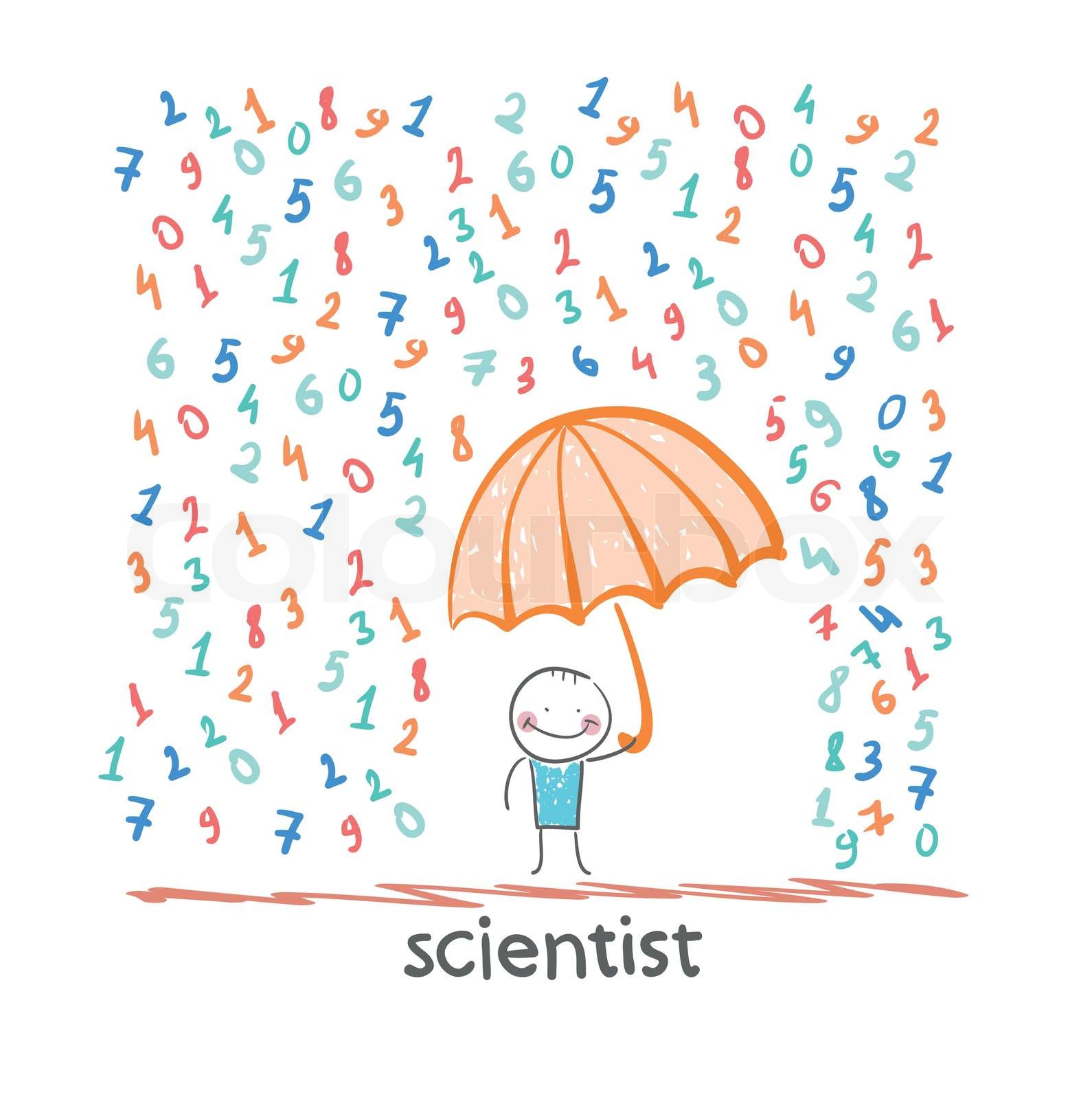 scientist in the rain of numbers | Stock vector | Colourbox
