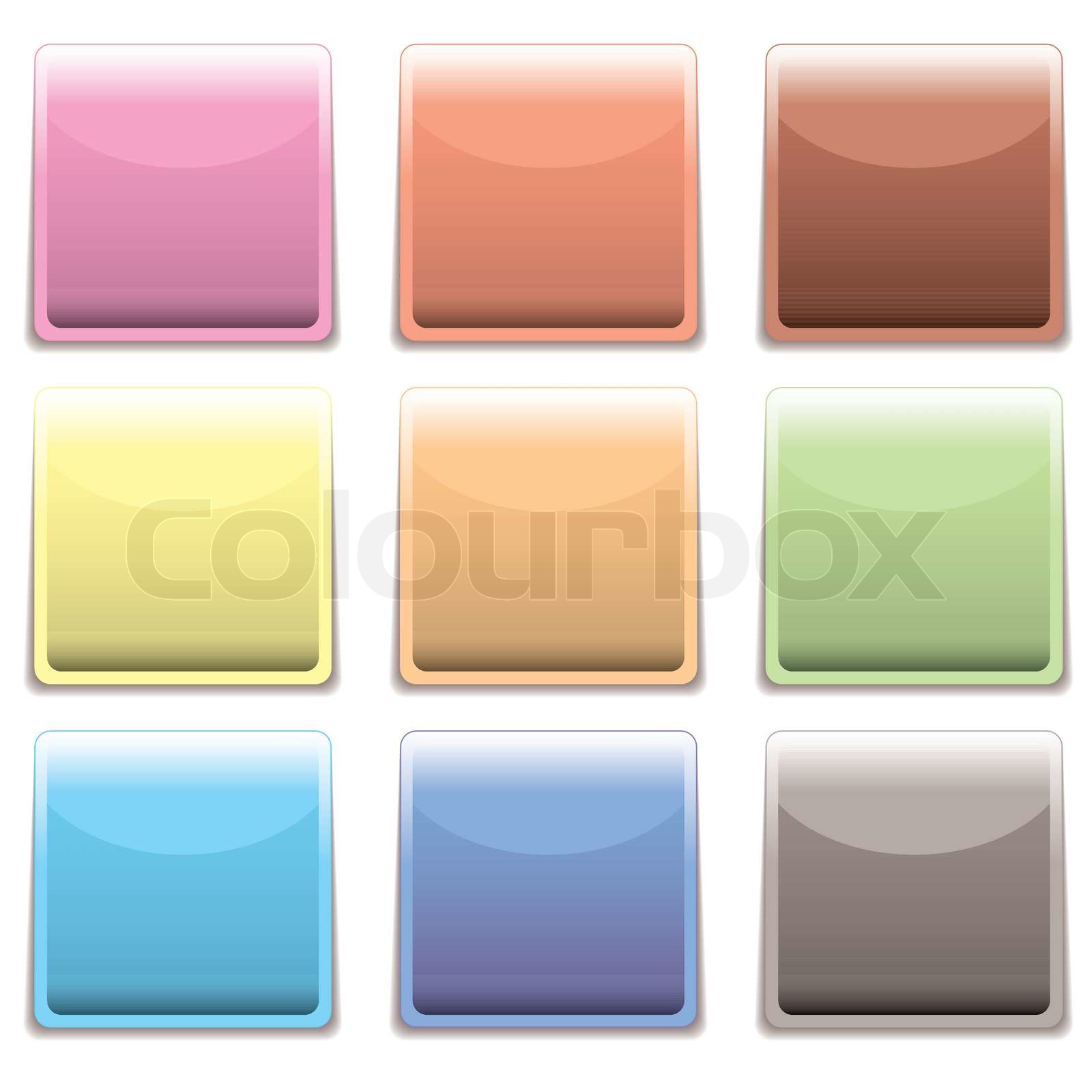 Subtle rainbow collection of square web icons with shadow | Stock ...