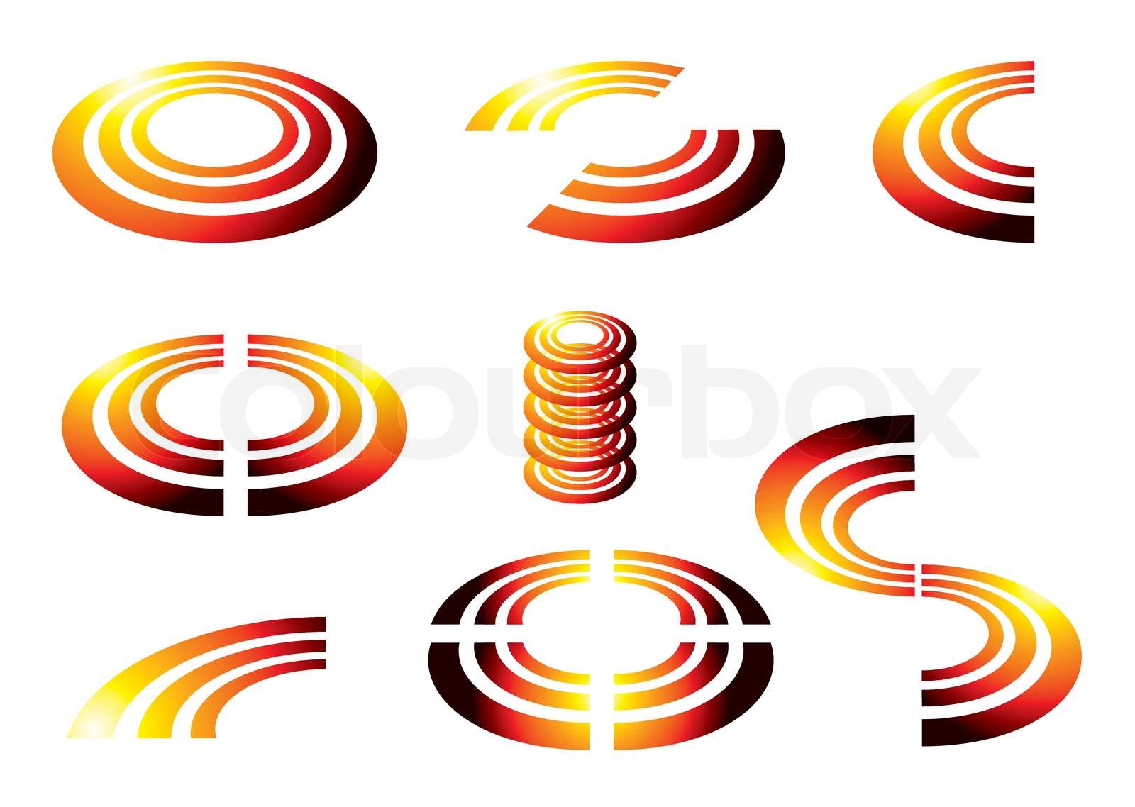 Collection of different icons in red hot colours | Stock vector | Colourbox