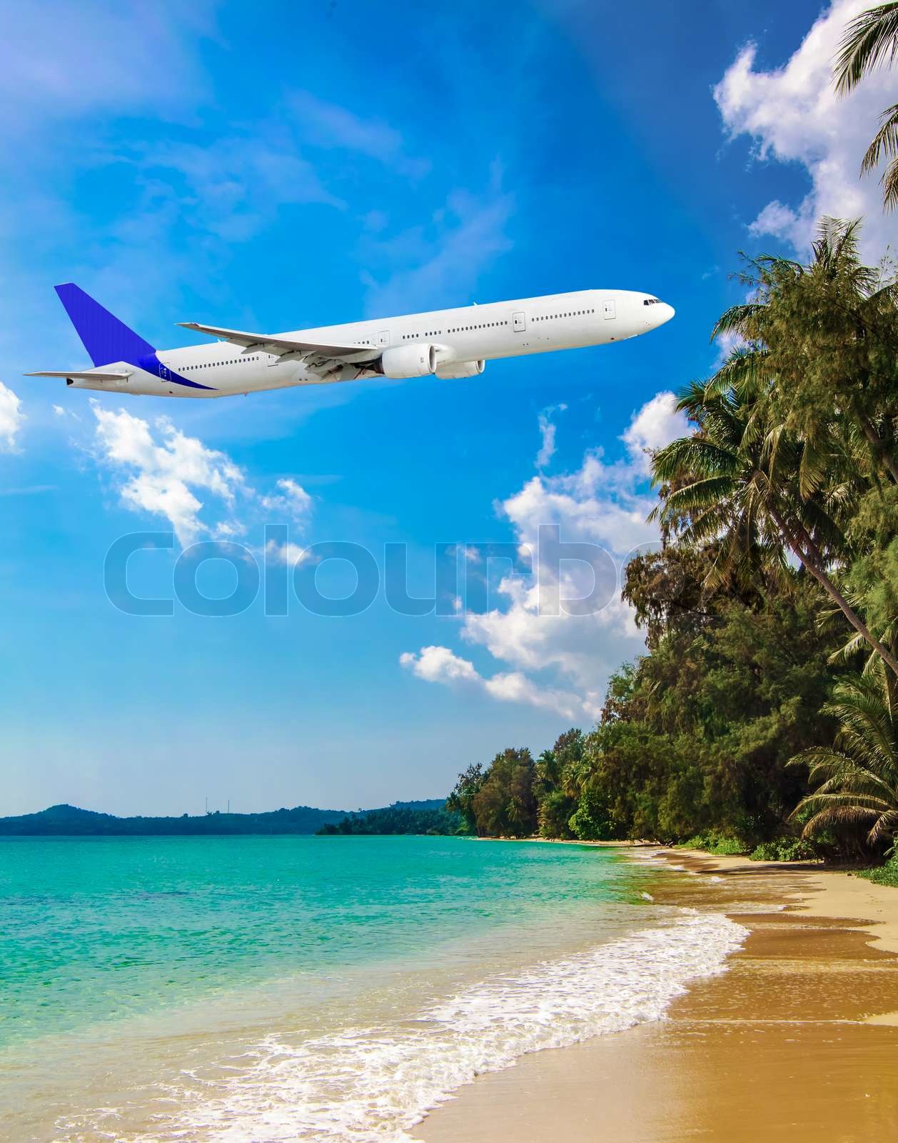 Plane fly over ocean | Stock image | Colourbox
