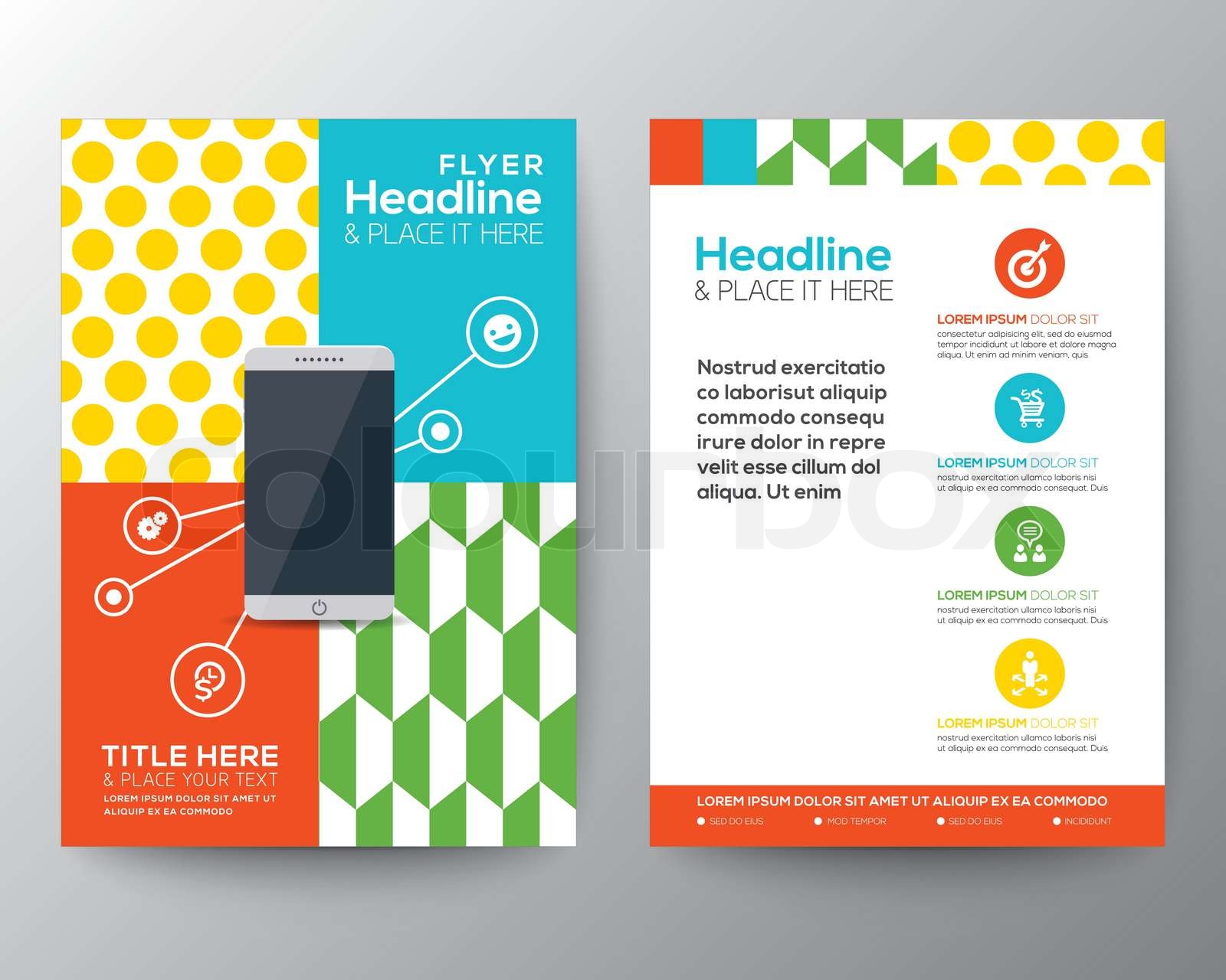 Graphic Design Layout with smart phone concept template for flyer ...