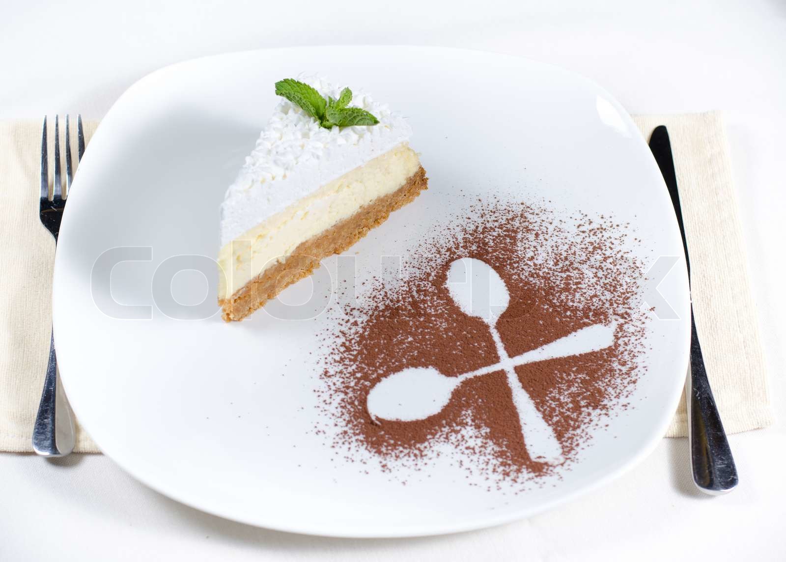 Decorative plating and presentation of cheesecake | Stock image | Colourbox