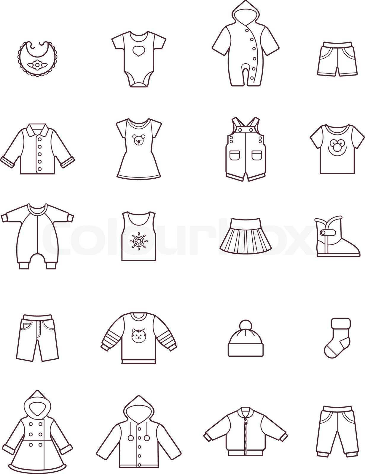 Baby clothes icon set | Stock vector | Colourbox