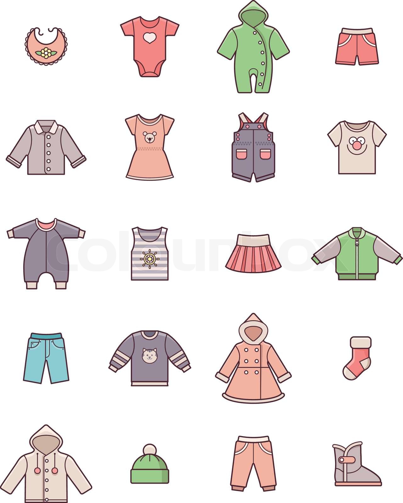 Baby clothes icon set | Stock vector | Colourbox