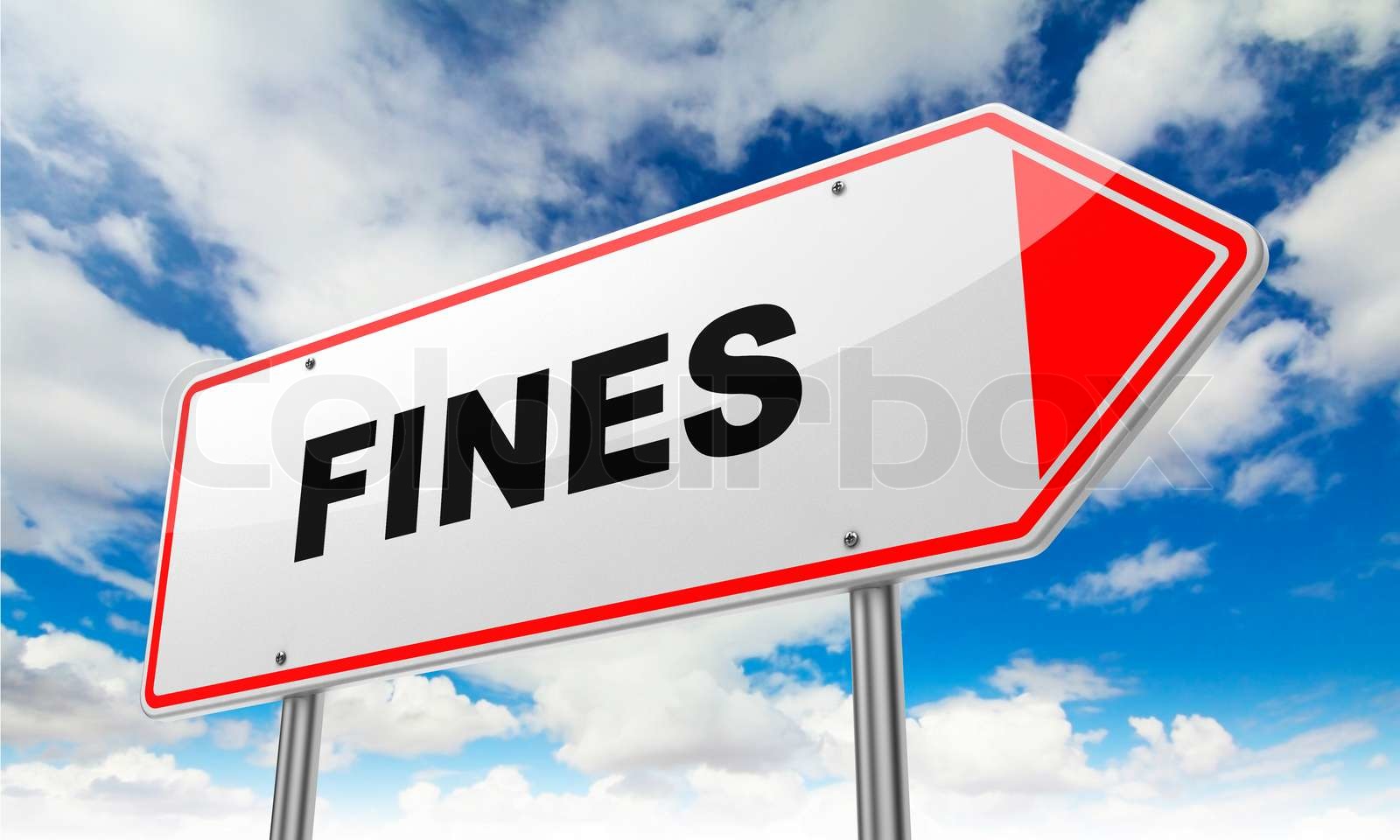 Fines on Red Road Sign. | Stock image | Colourbox