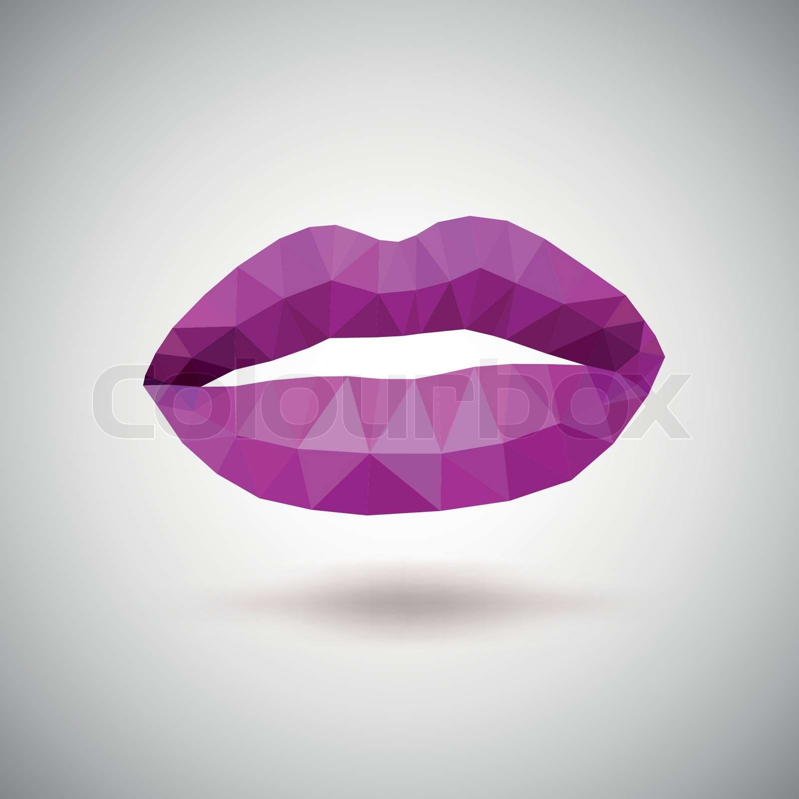 Pink lips made of triangles. | Stock vector | Colourbox