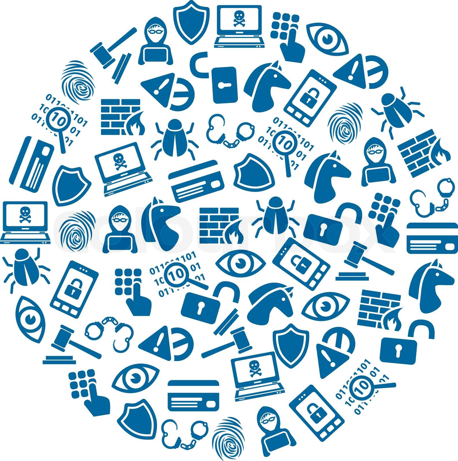 hacker icons in circle | Stock vector | Colourbox