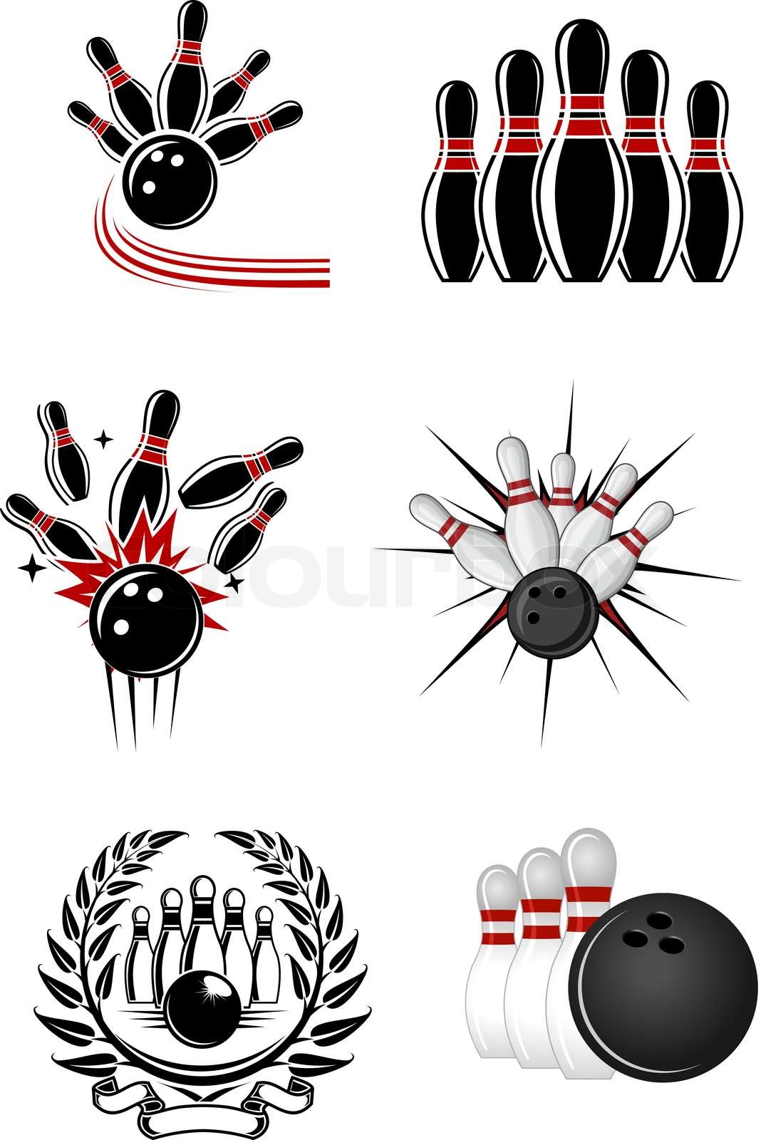 Bowling sports emblems and symbols | Stock vector | Colourbox