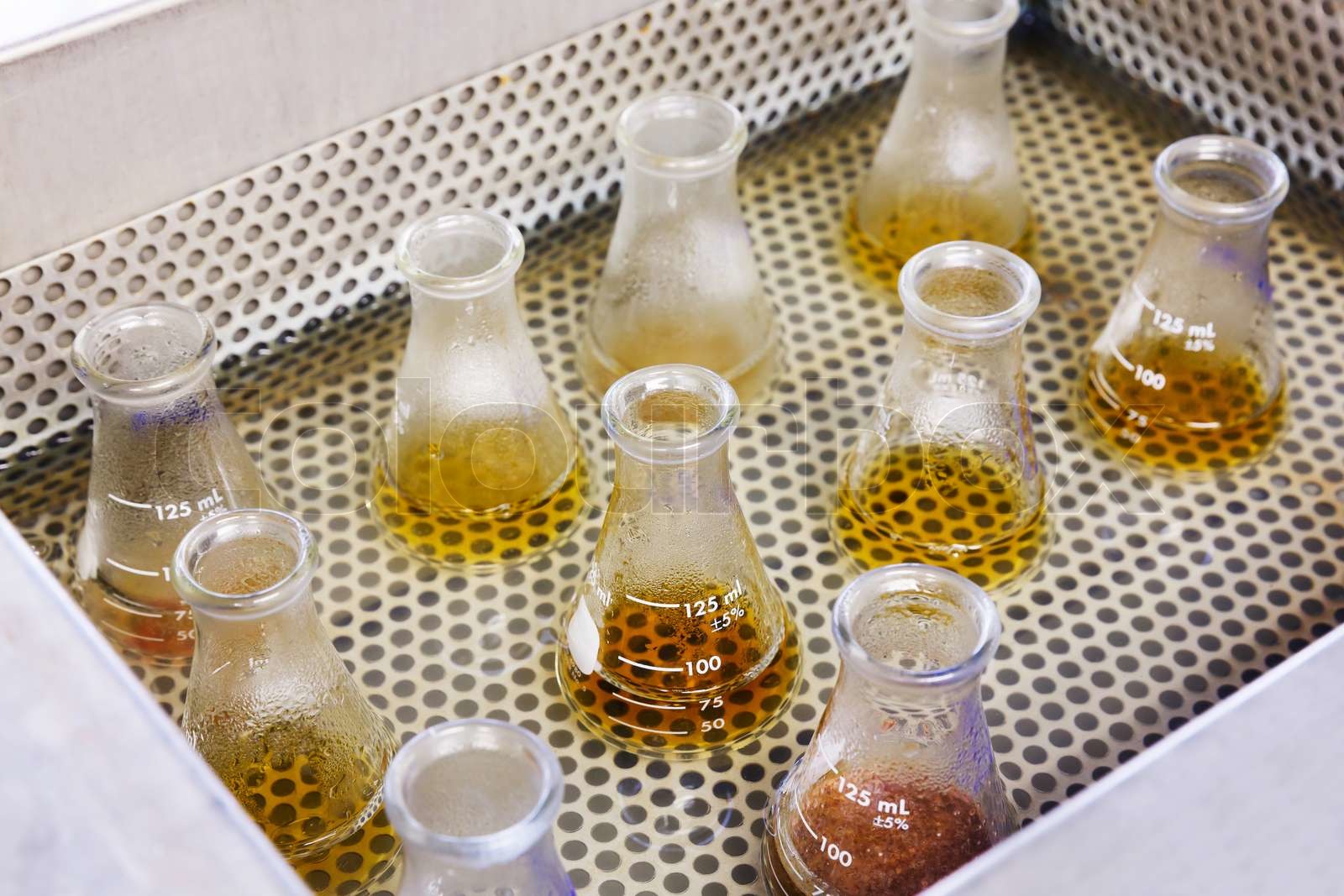 Flasks in water bath | Stock image | Colourbox