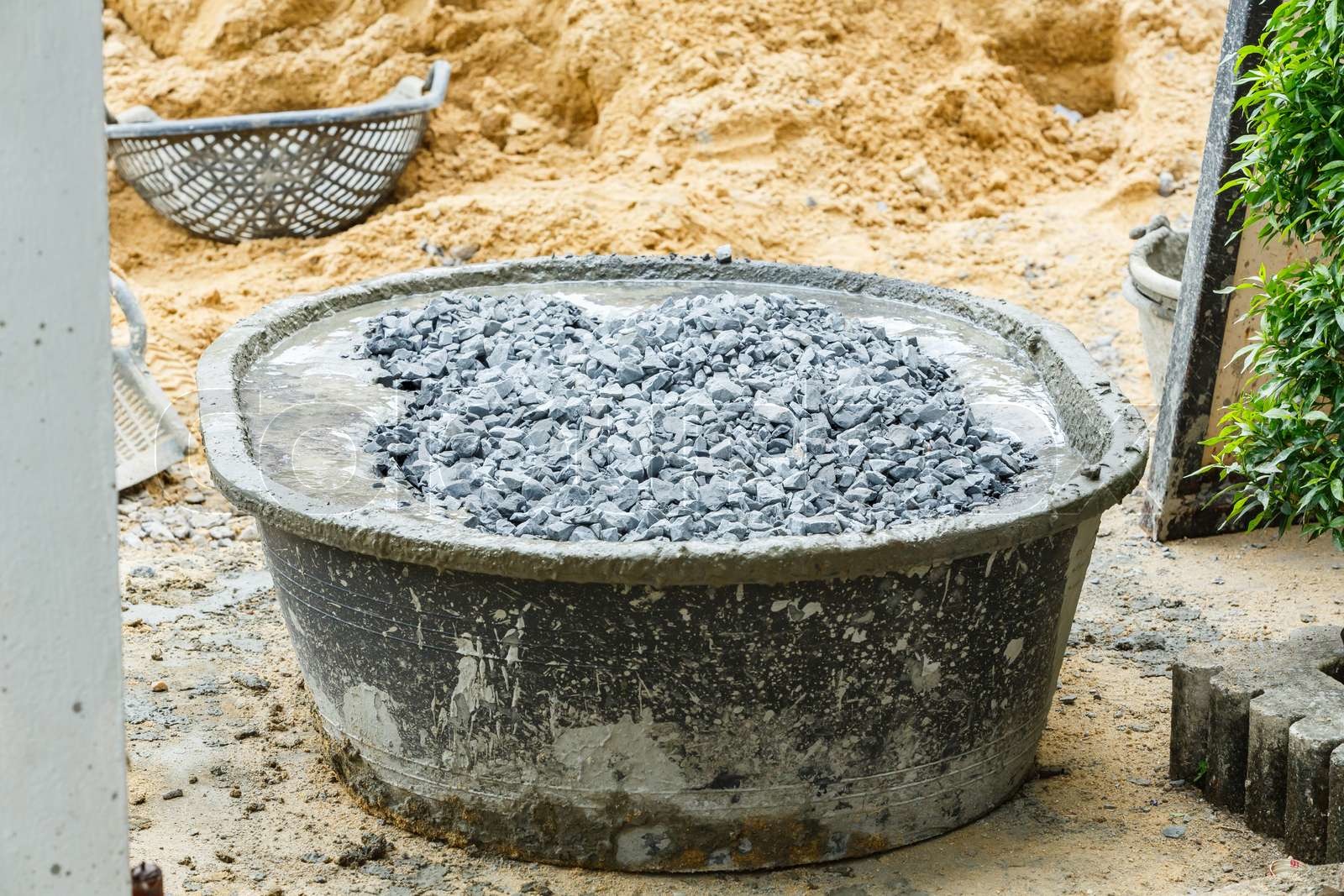 Cement mixing tub | Stock image | Colourbox