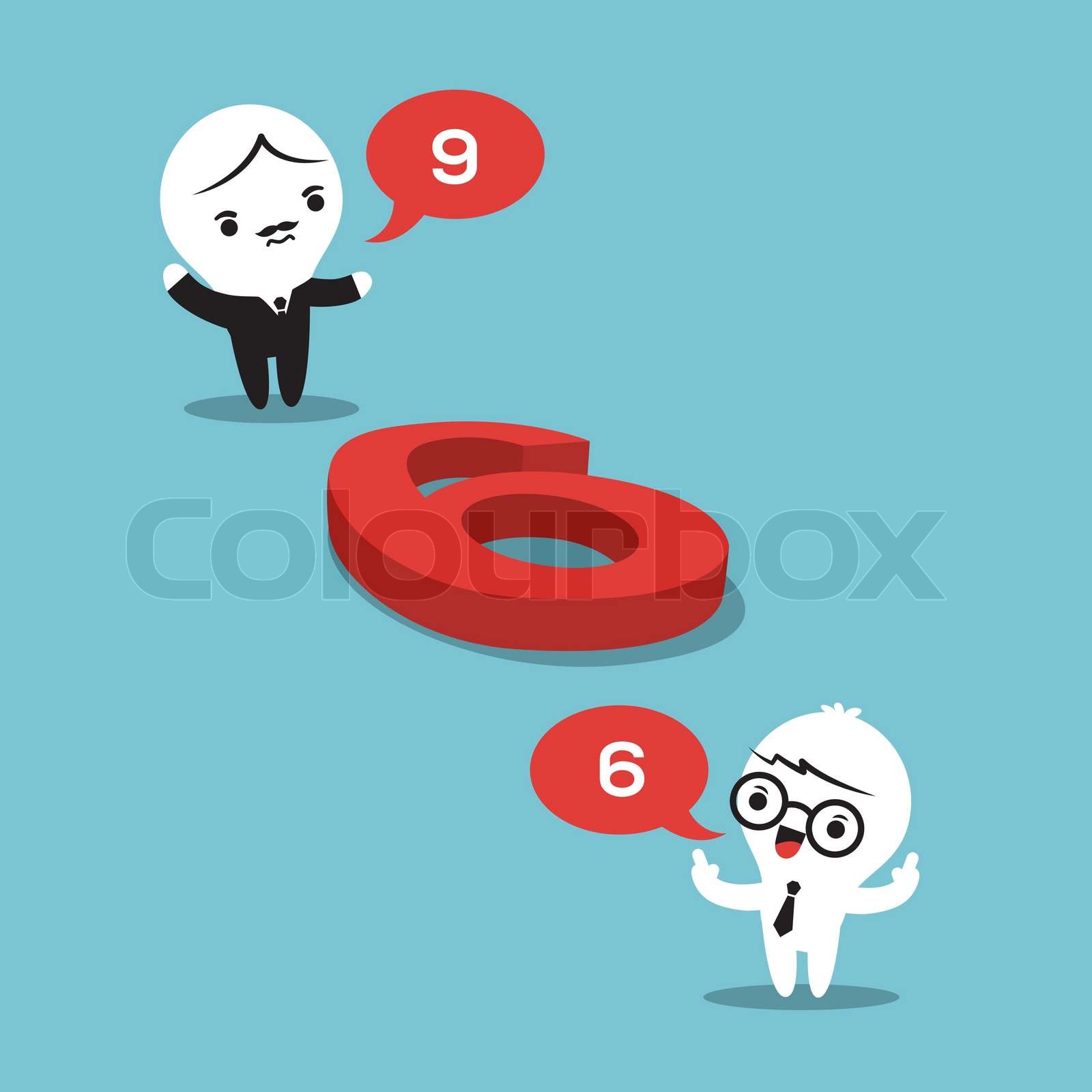 philosophy concept illustration with two businessmen arguing whether a ...