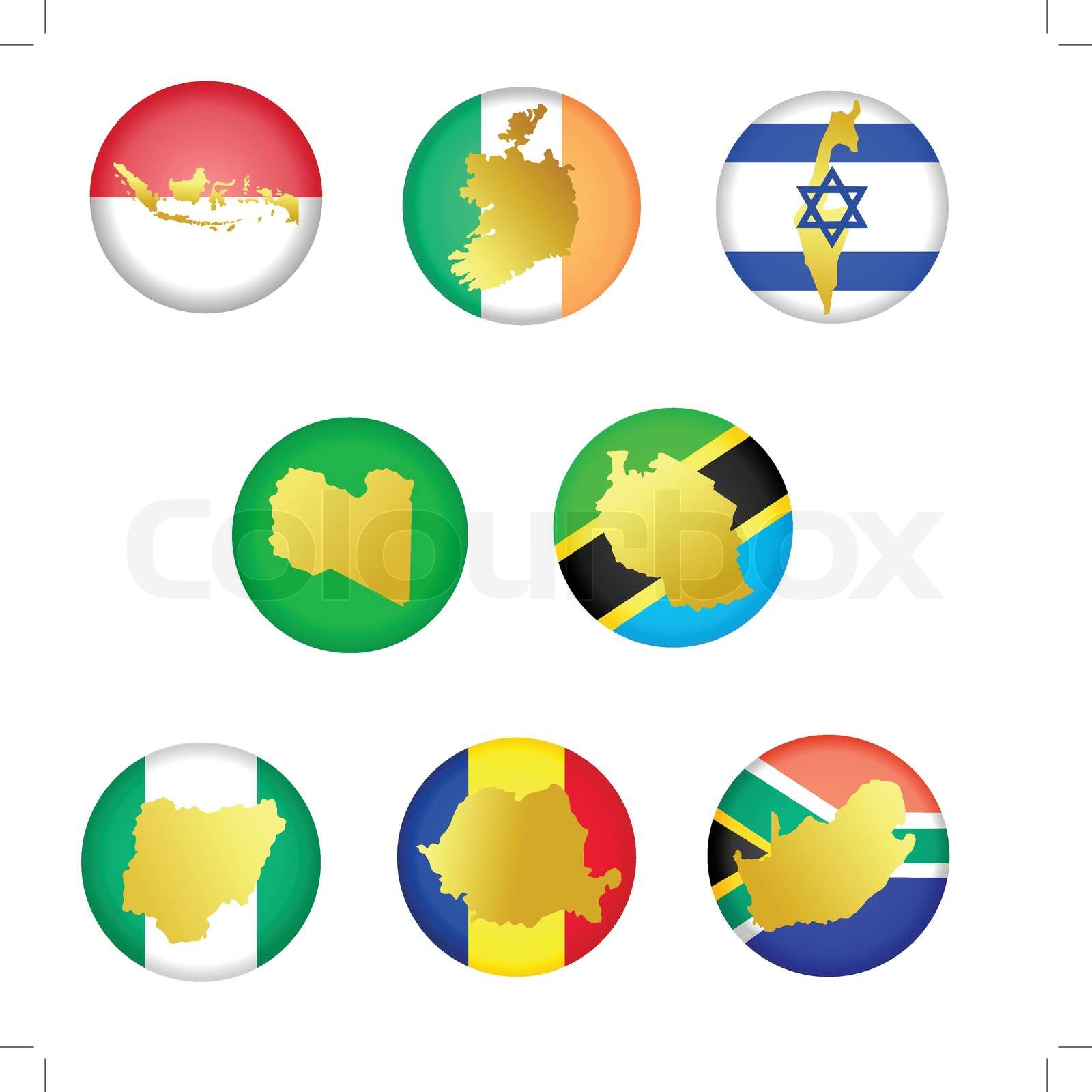 collection icons with countries | Stock vector | Colourbox