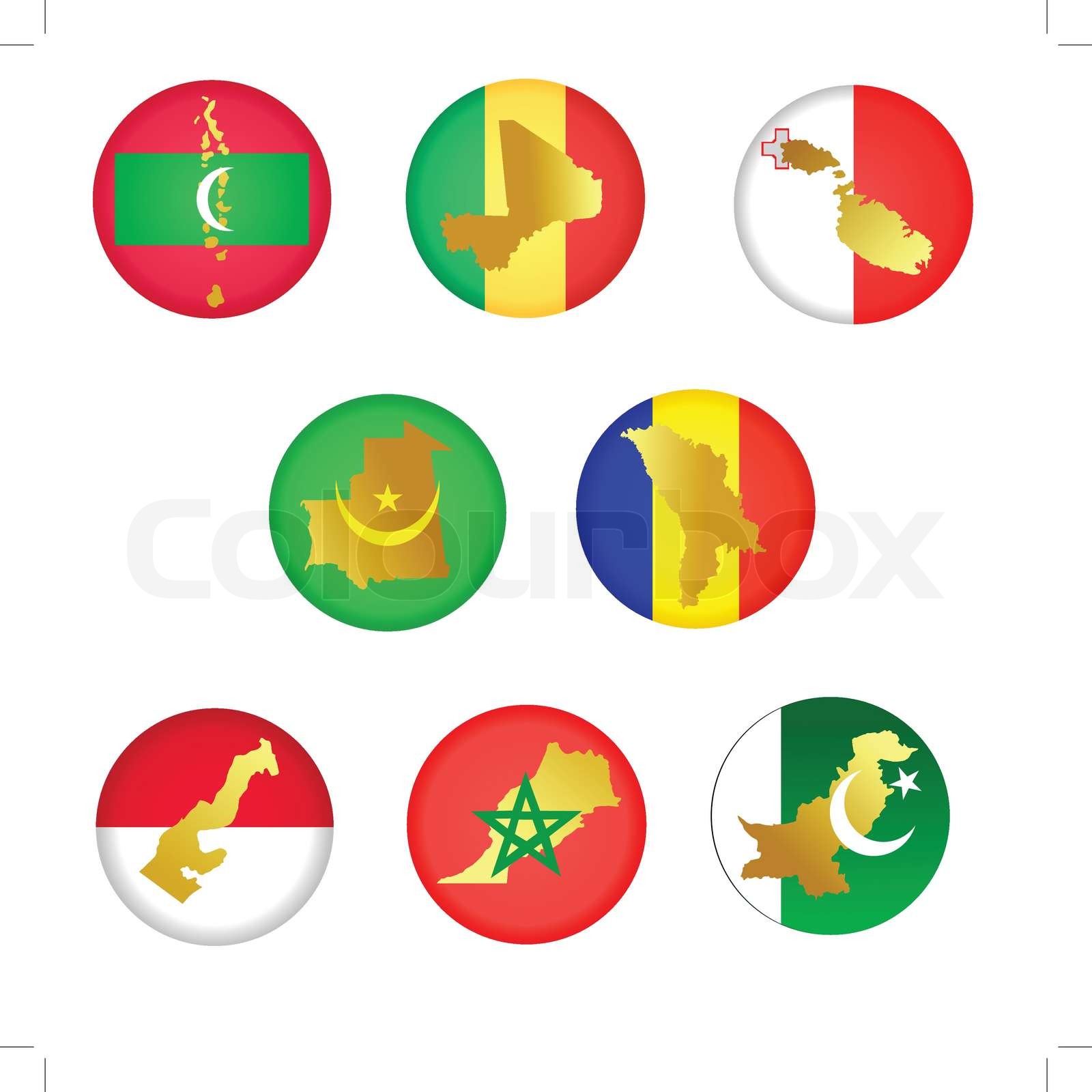 collection icons with countries | Stock vector | Colourbox