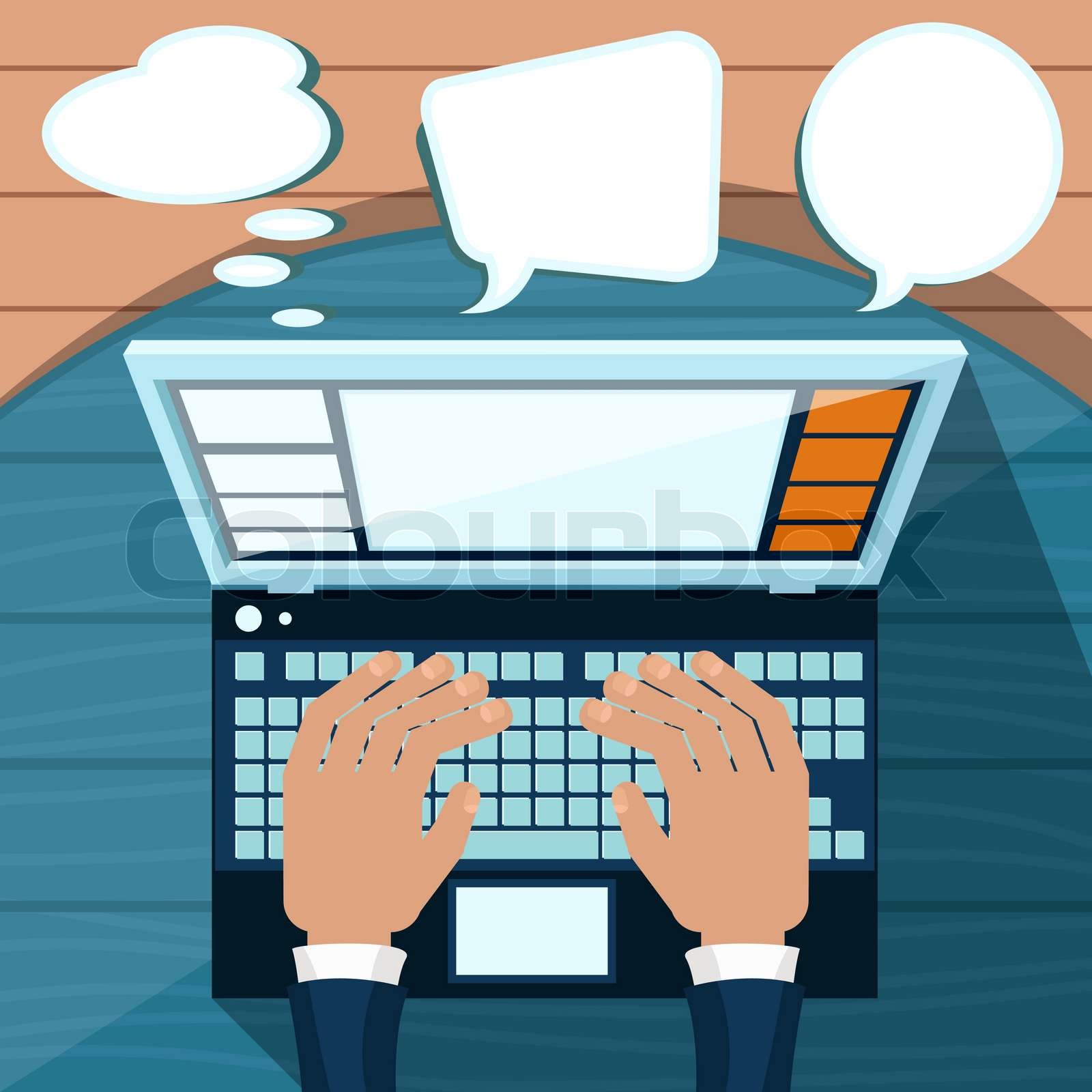 Business man working with laptop | Stock vector | Colourbox