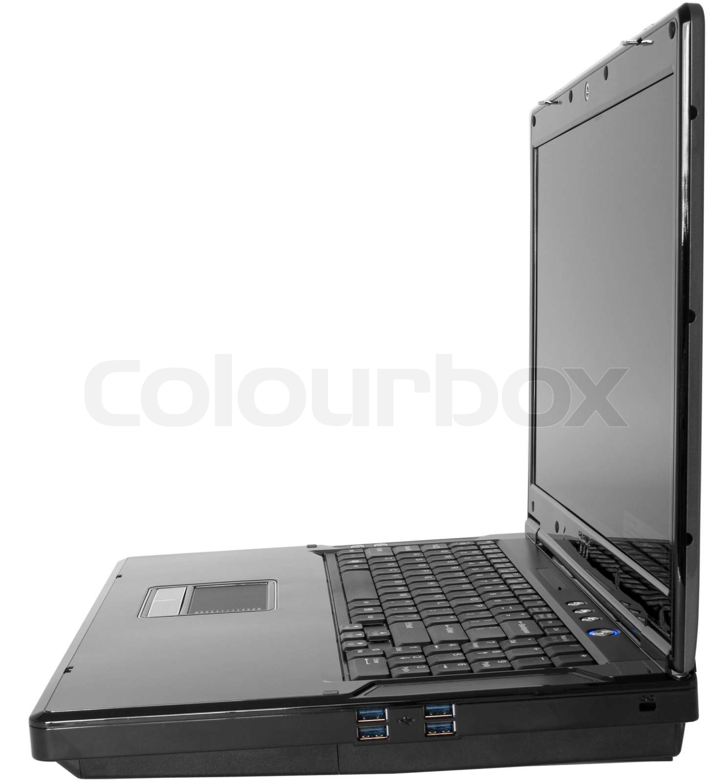 Black Laptop Computer Left Side View ~ Isolated On White Background ...