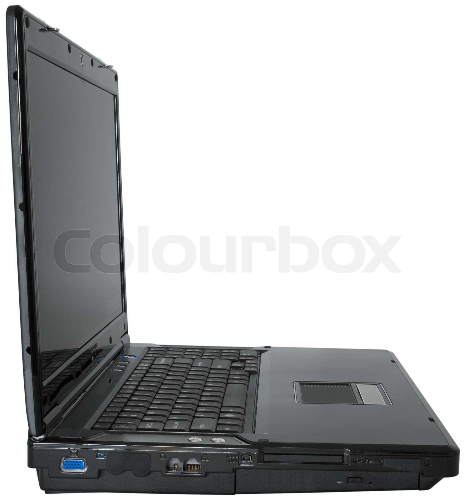 Black Laptop Computer Right Side View ~ Isolated On White Background ...