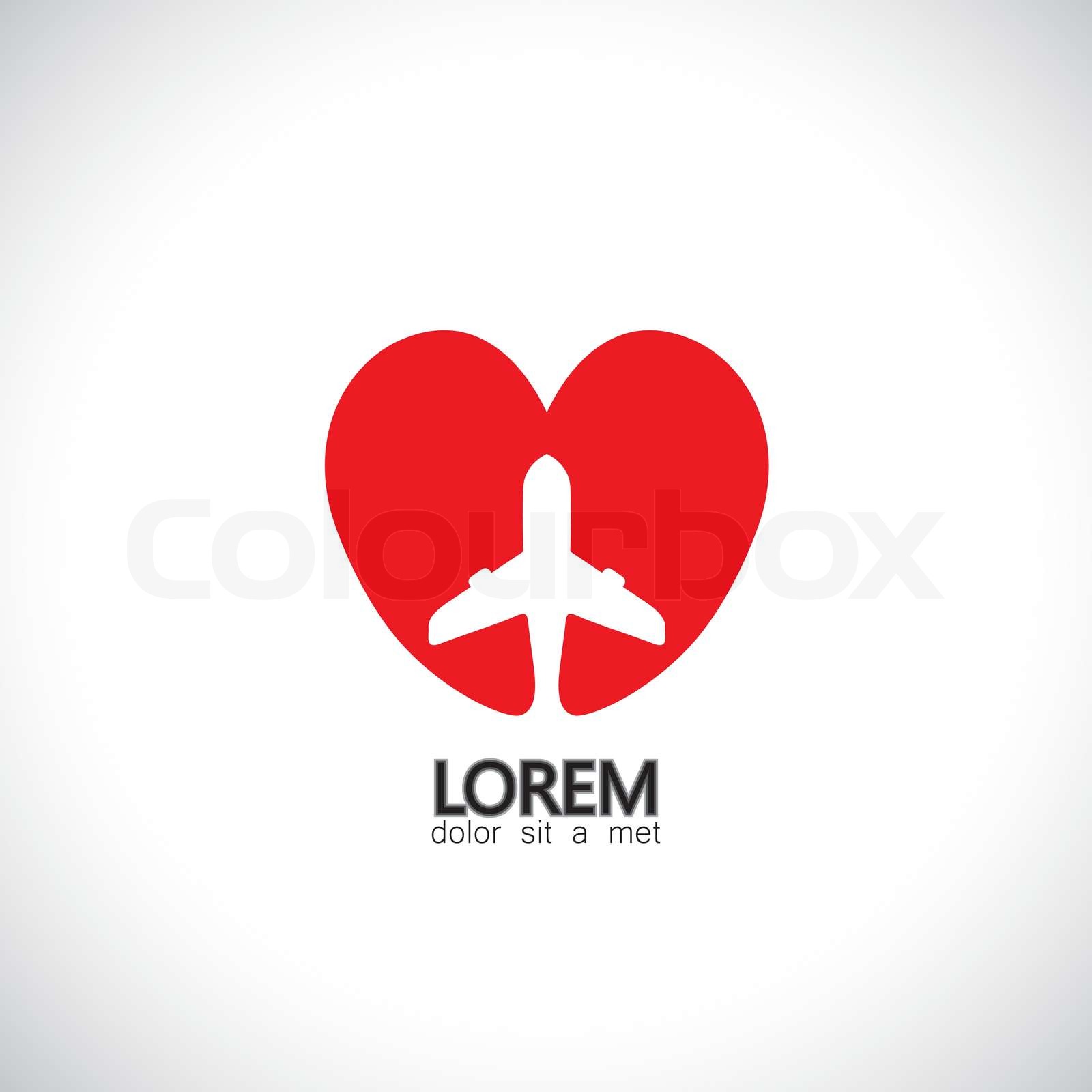 vector icon for love of travel, heart with plane symbol | Stock vector ...