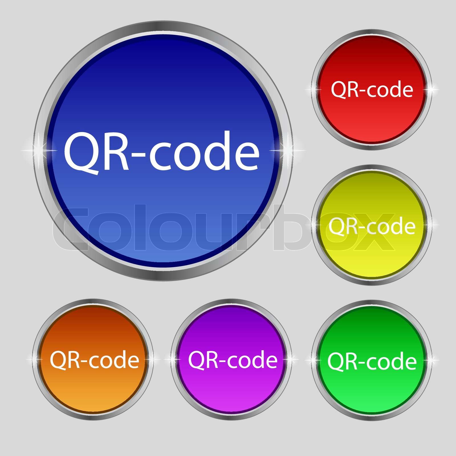 Qr Code Sign Icon Scan Code Symbol Set Of Colored Buttons Vector Stock Vector Colourbox