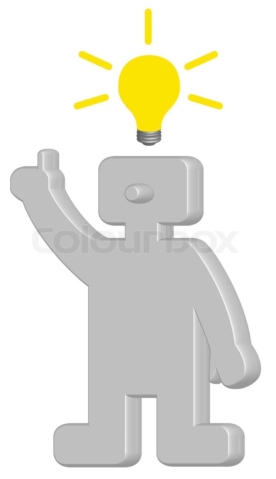 Funny 3d figur med idé pære | Stock vektor | Colourbox