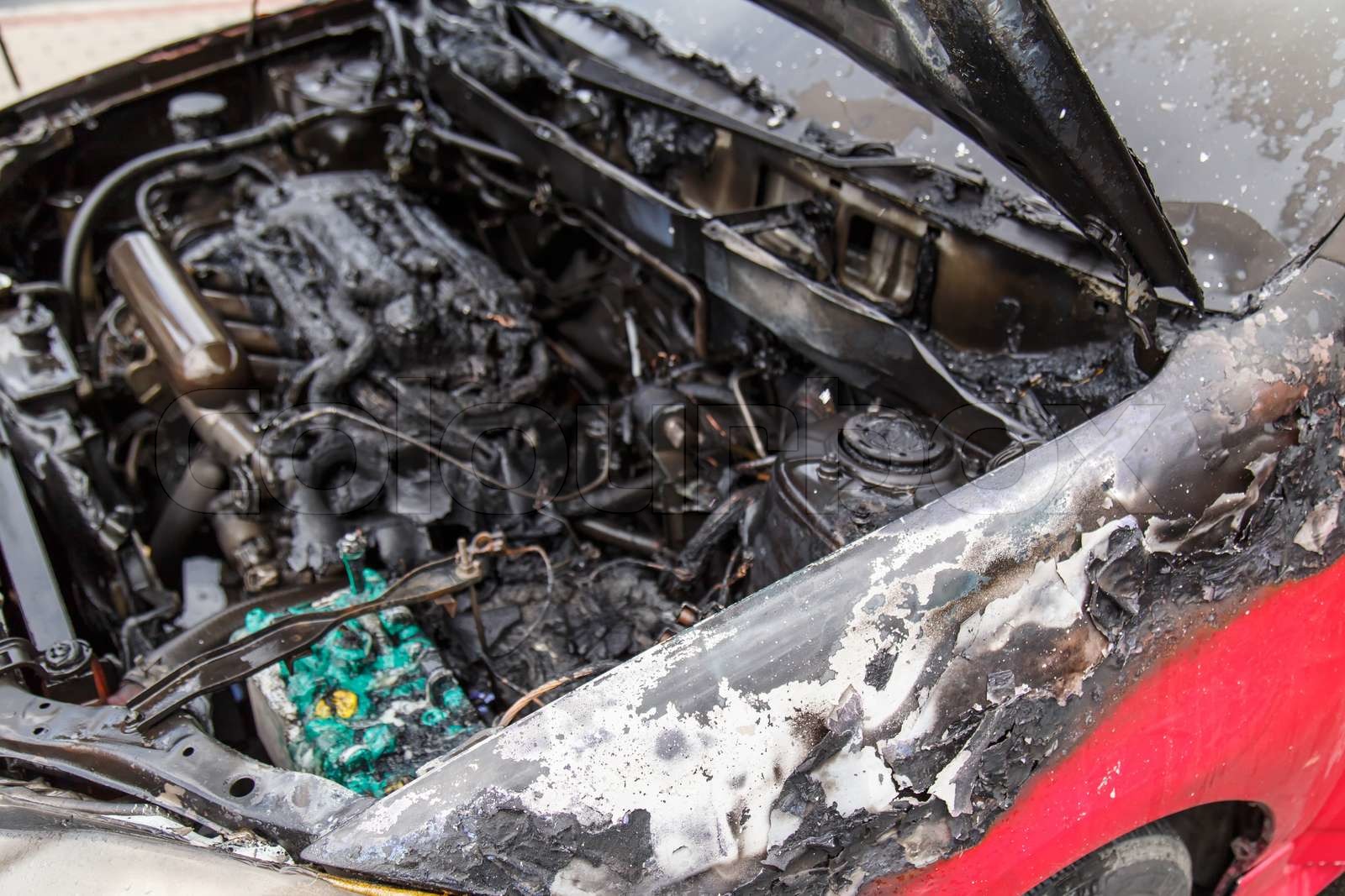 Car engine burned | Stock image | Colourbox