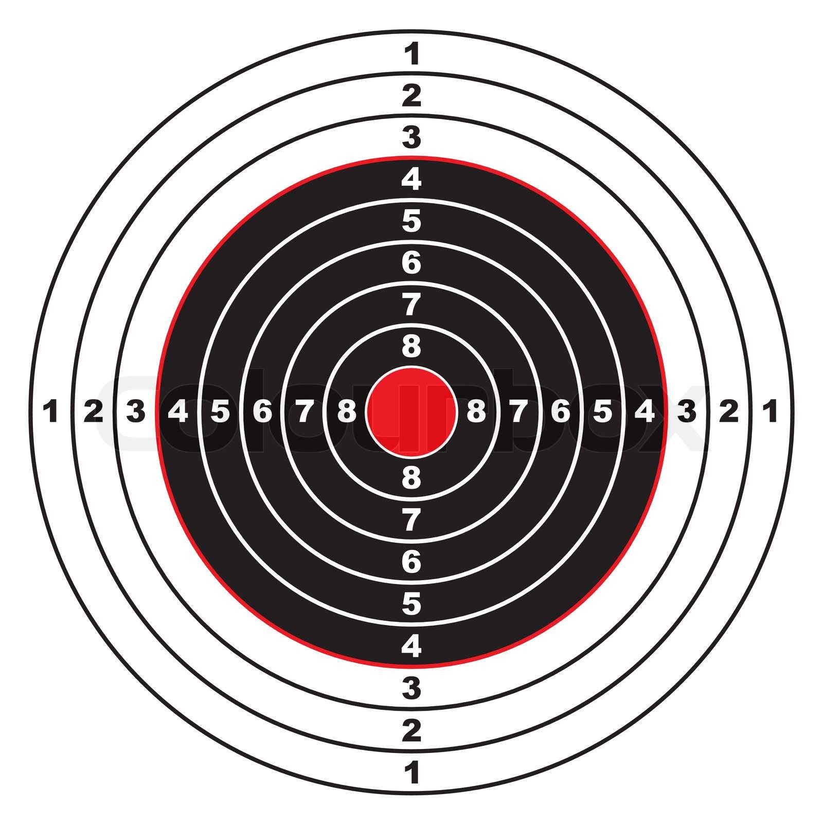 Illustrated rifle target with black sections and points marked on ...