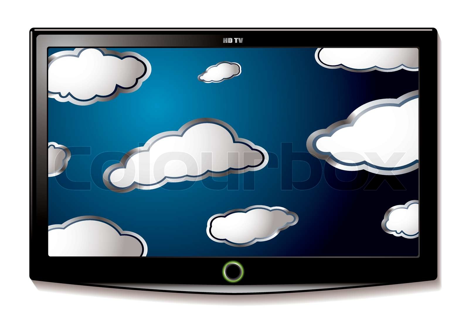 moderne lcd-Fernseher mit Flachbildschirm und blauer Himmel mit Wolken ...
