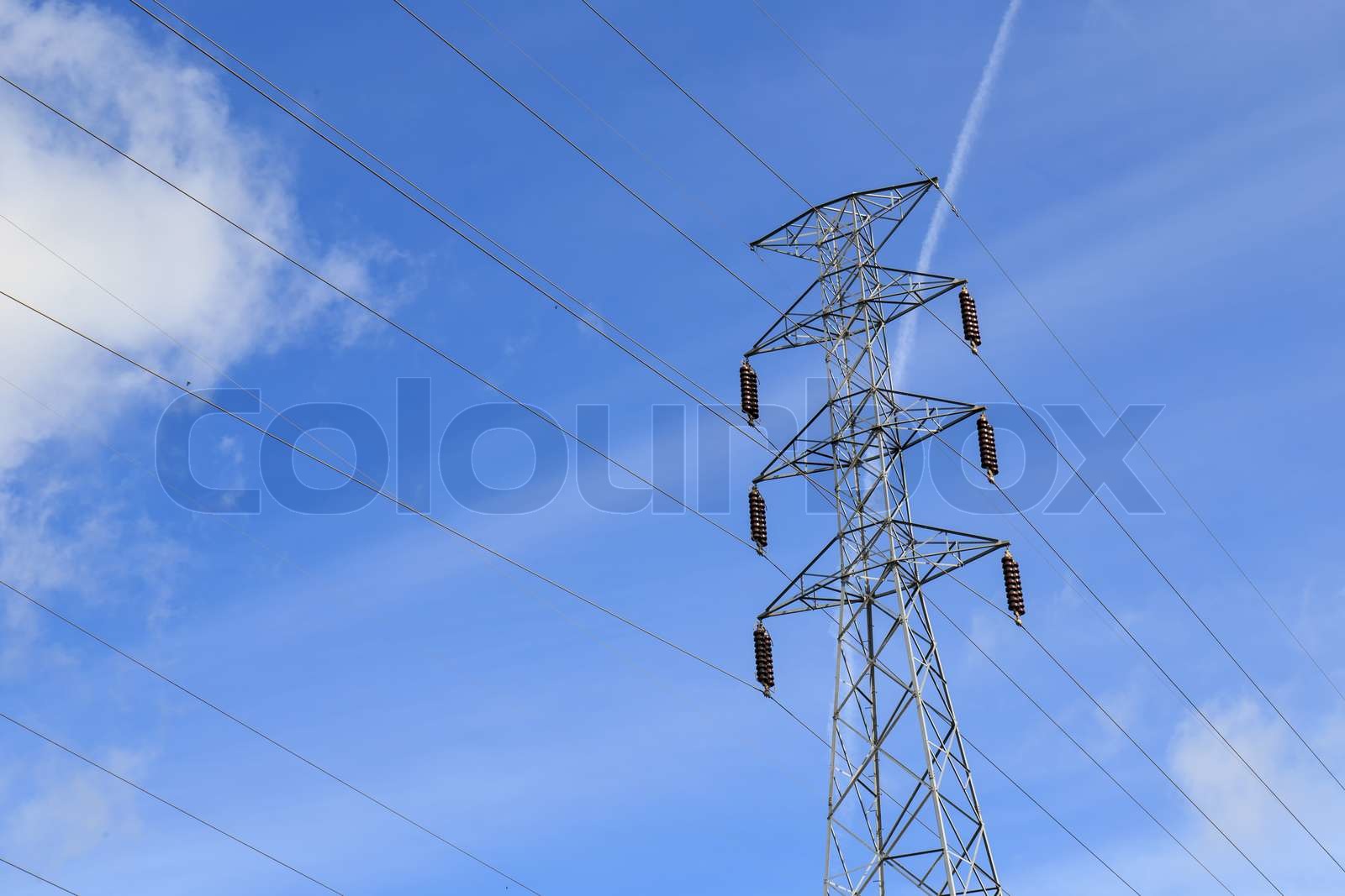electric high voltage pole - Stock Image - Everypixel
