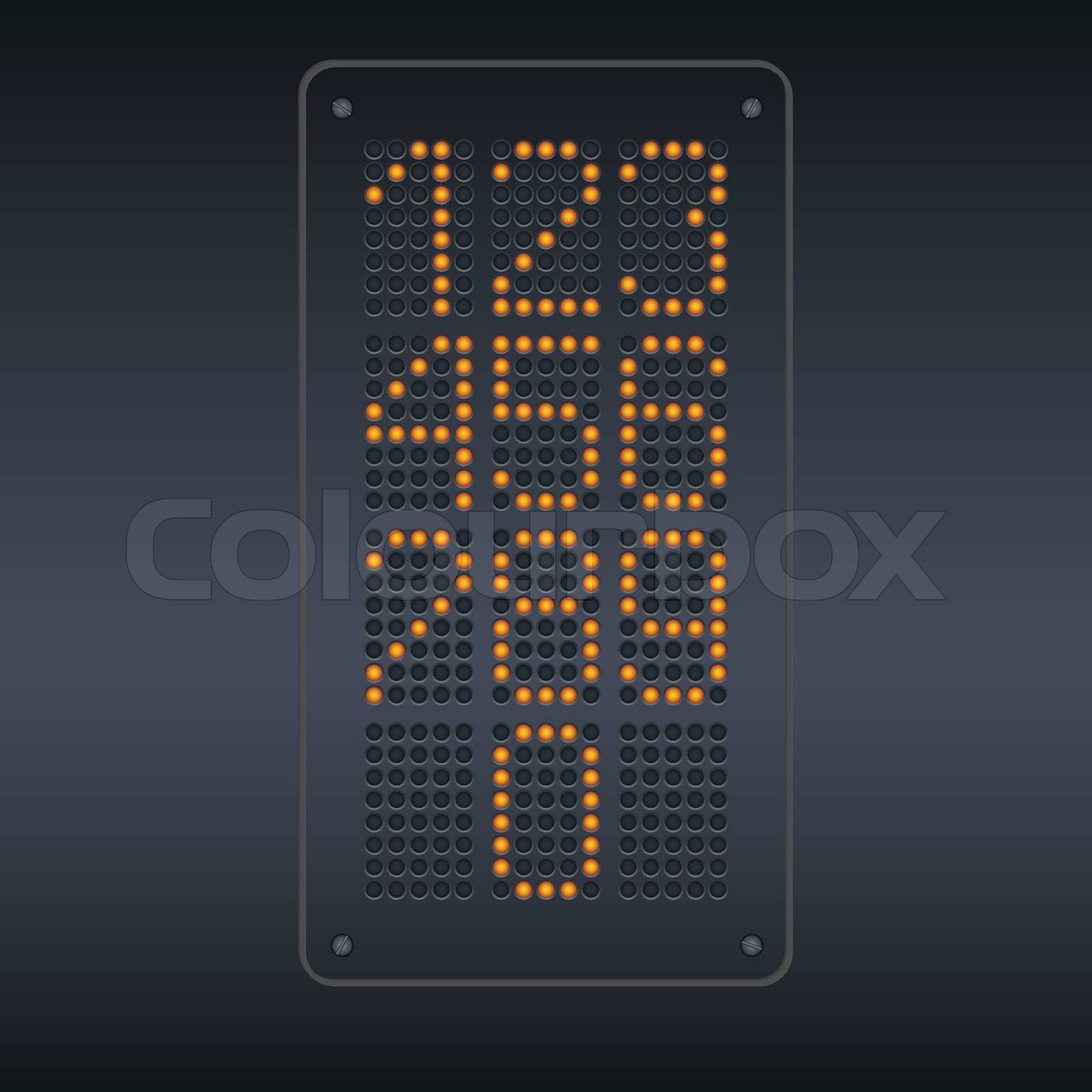 Colorful yellow LED panel with numbers. | Stock vector | Colourbox