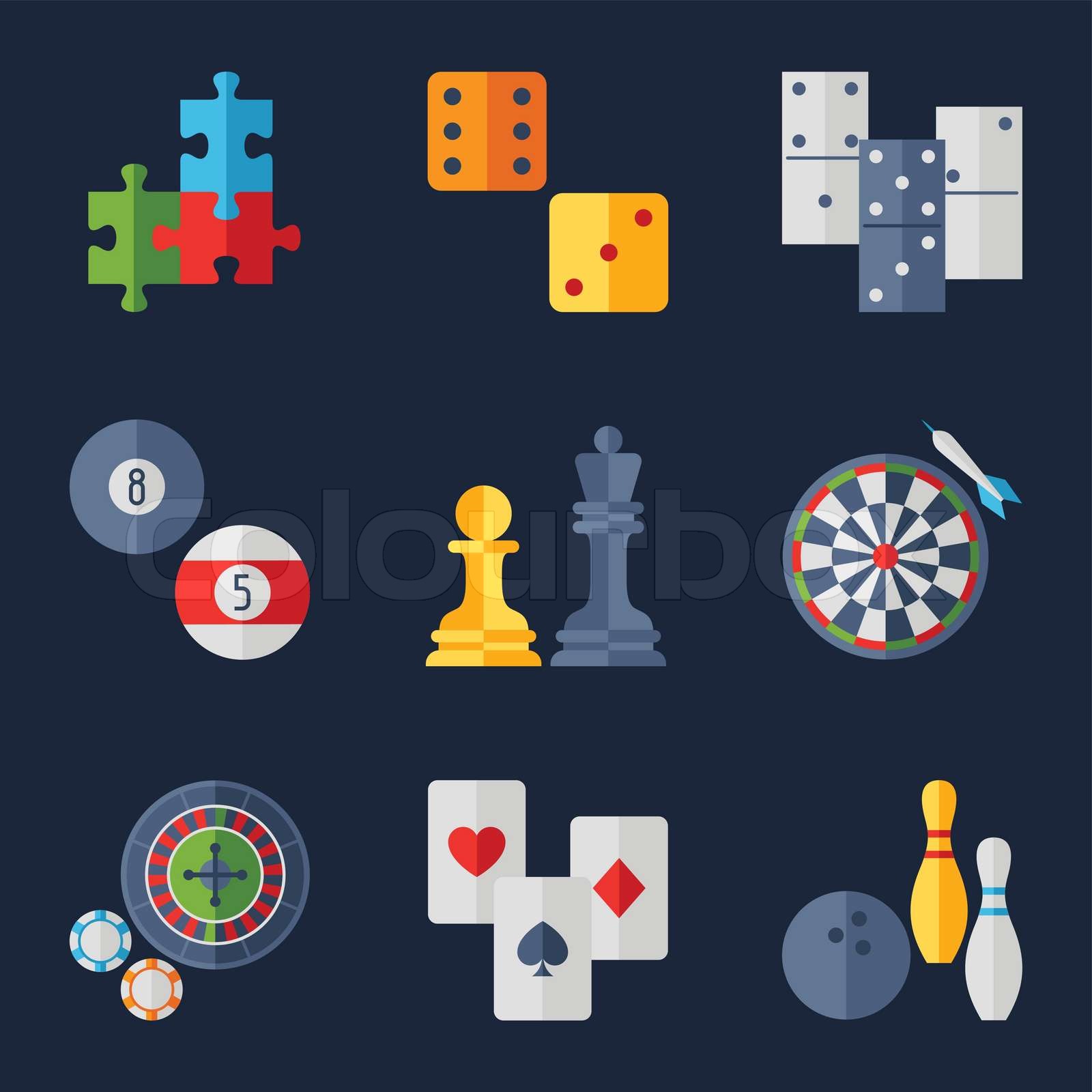 Set of game icons in flat design style. | Stock vector | Colourbox