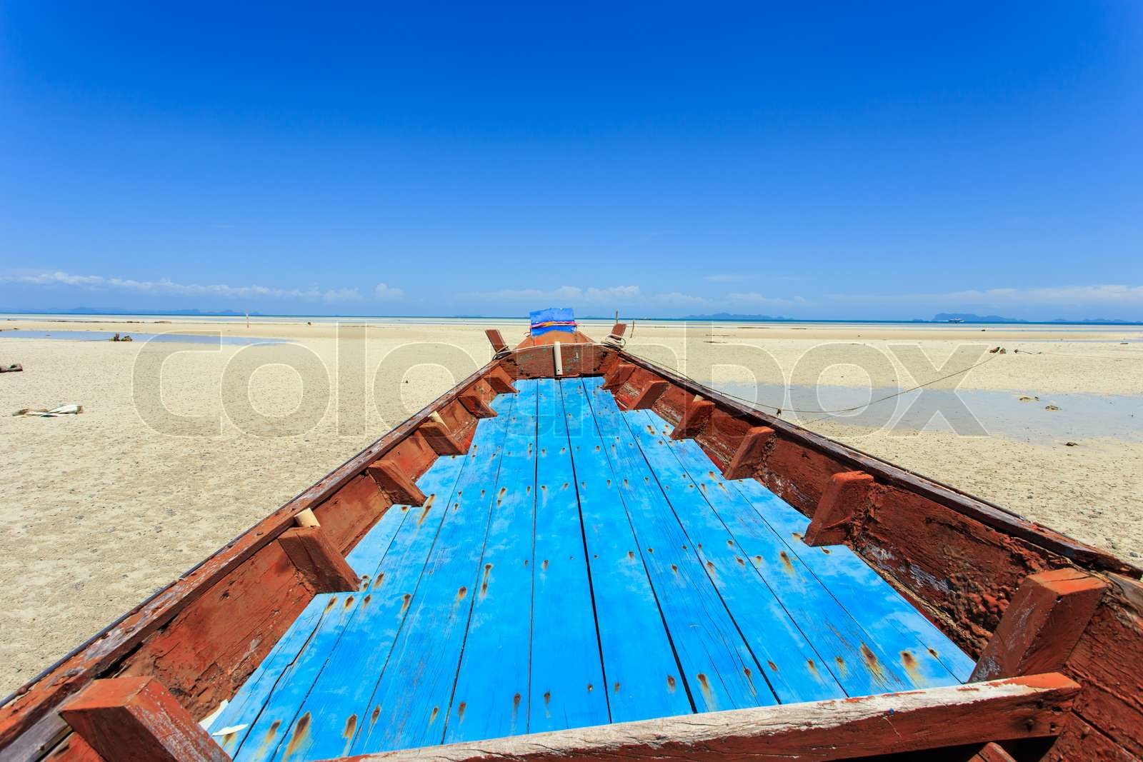 Traditional Thai boat or long tail boat stand at the beach | Stock ...