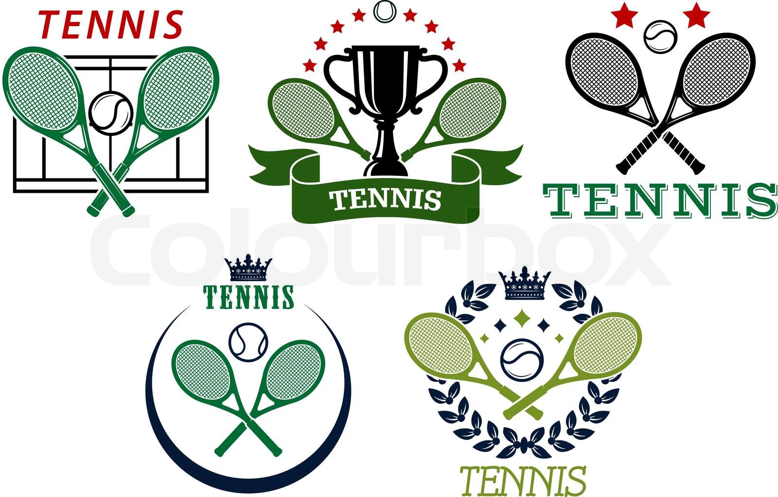 Tennis sport symbols and emblems | Stock vector | Colourbox
