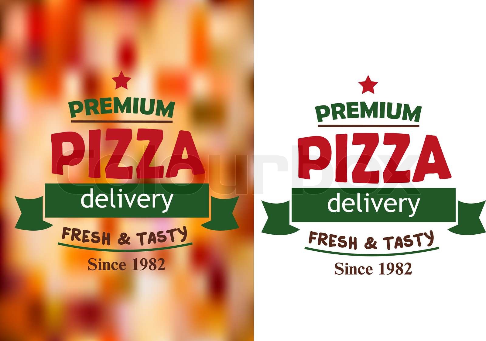 Pizza signs or labels for a pizzeria design | Stock vector | Colourbox