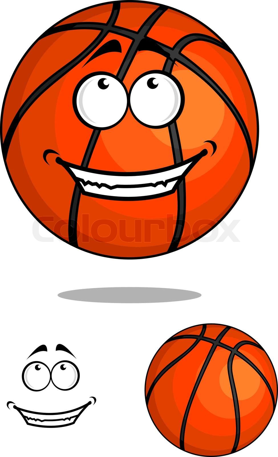 Grinning happy cartoon basketball ball | Stock vector | Colourbox