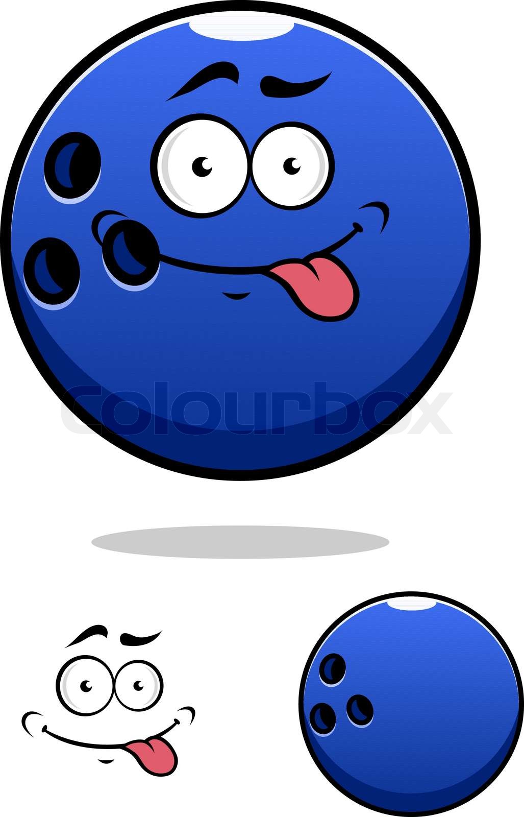Colorful blue cartoon bowling ball | Stock vector | Colourbox