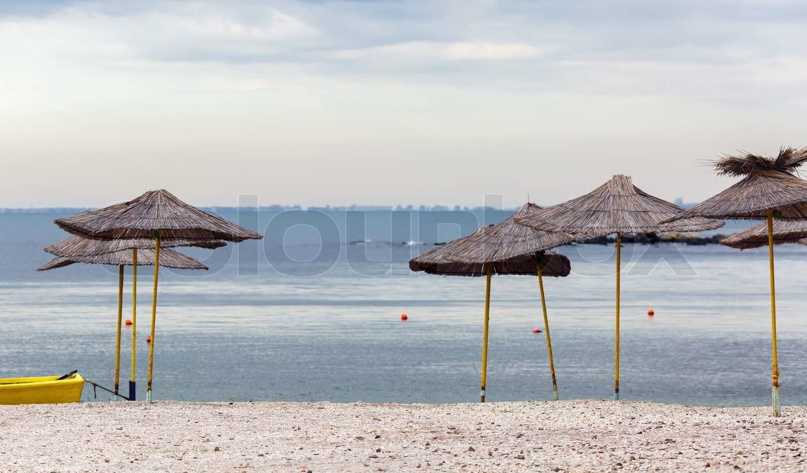Straw beach umbrellas | Stock image | Colourbox