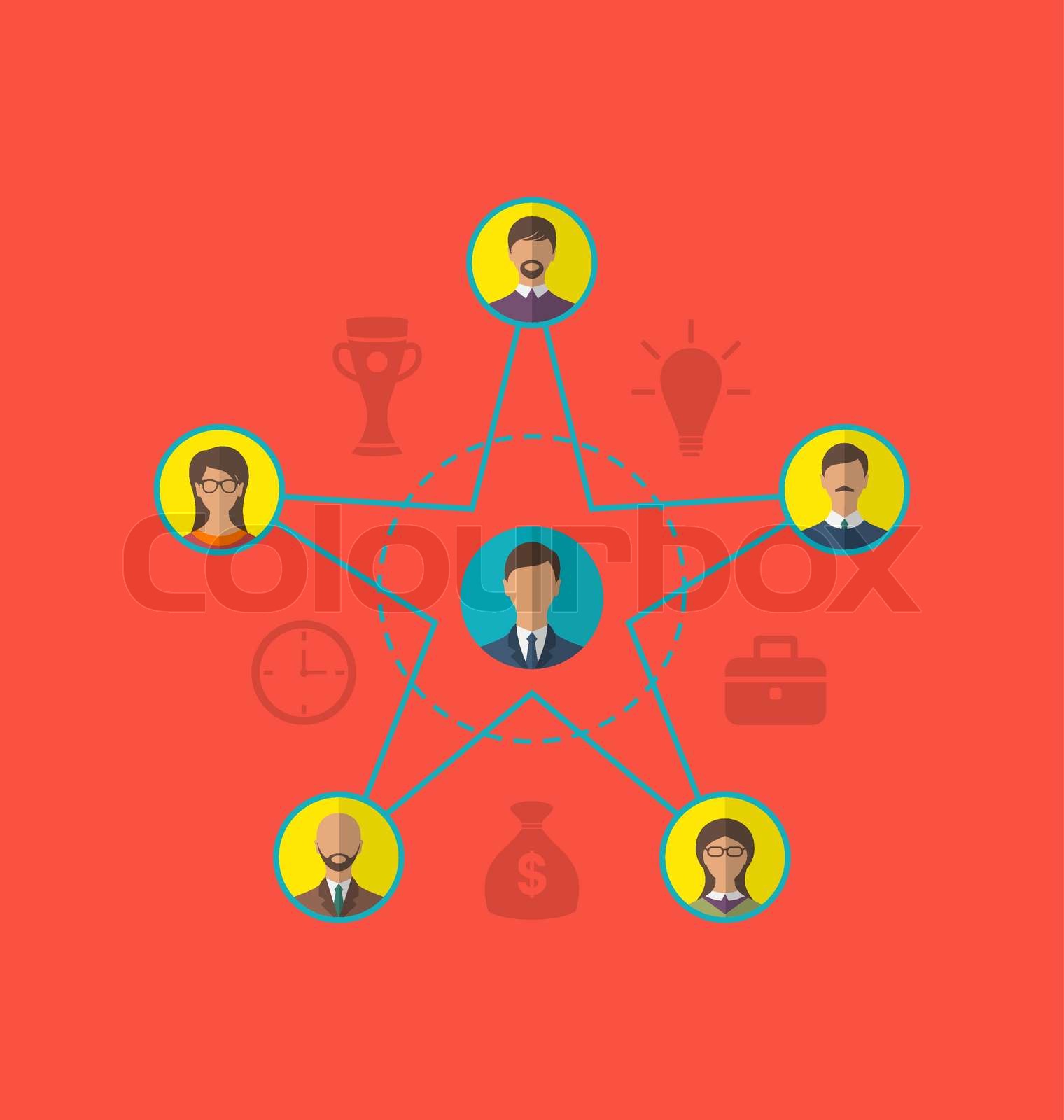 Concept of leadership, community business people. Flat style icon ...