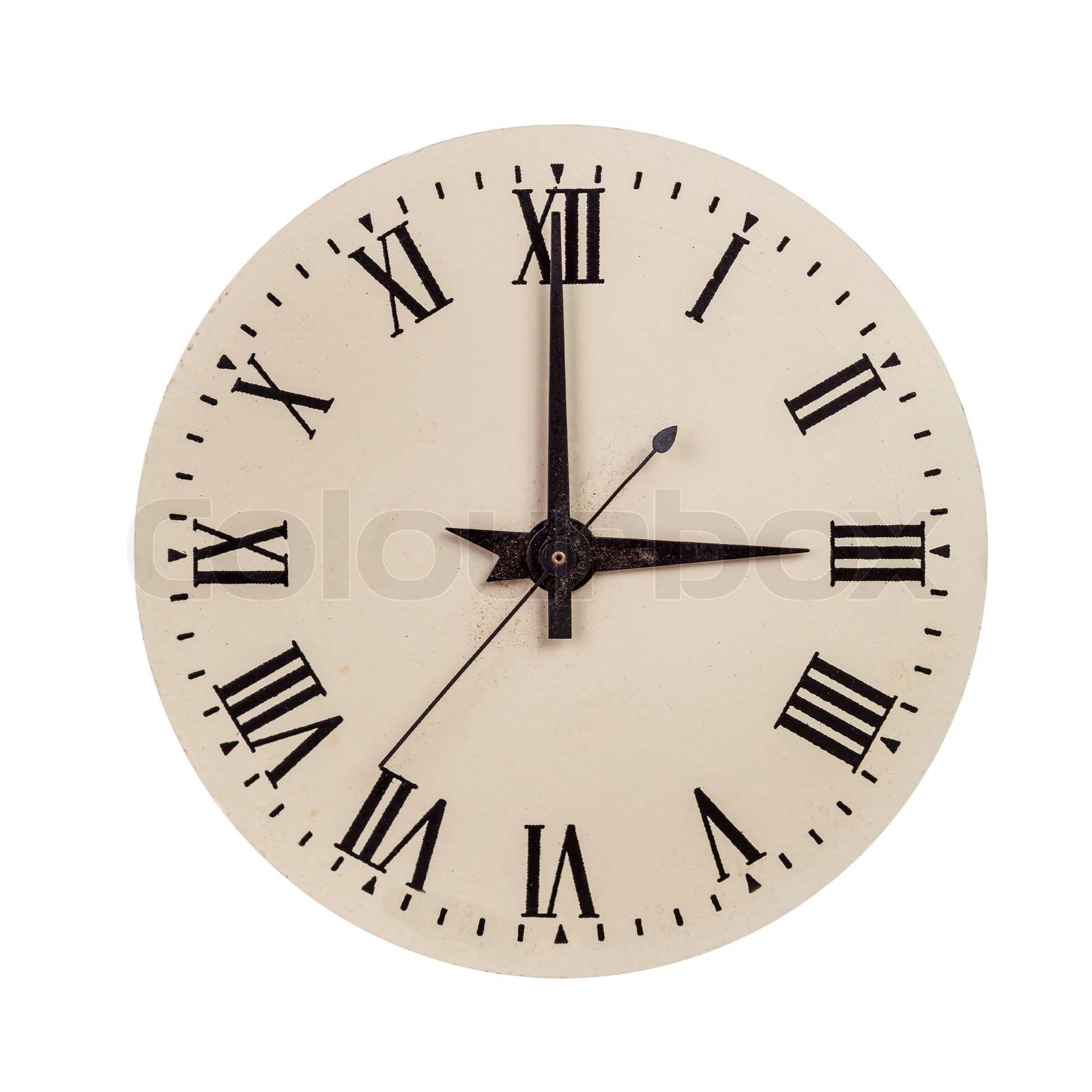Vintage clock face showing three o'clock | Stock image | Colourbox