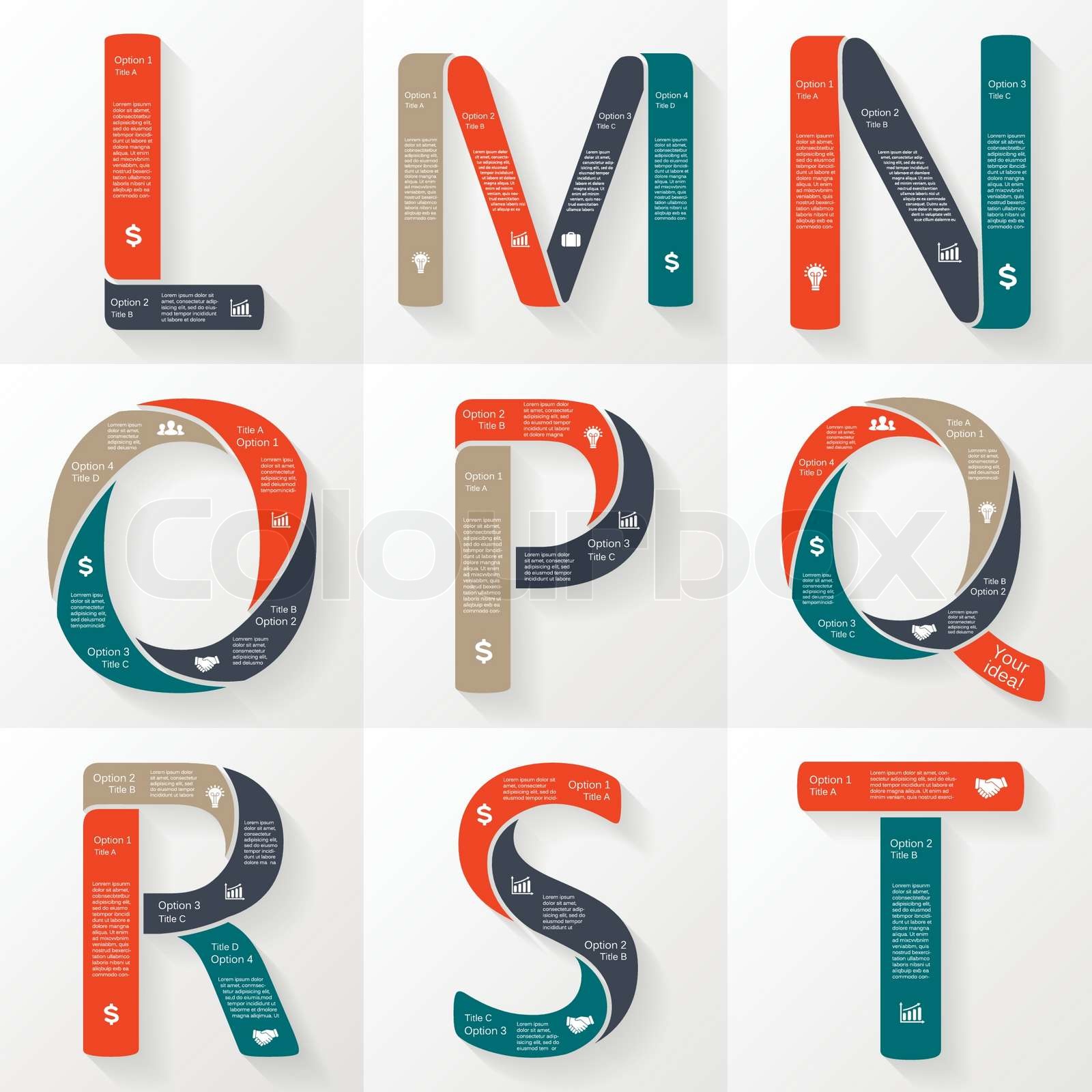 Vector font infographic, diagram with letters | Stock vector | Colourbox