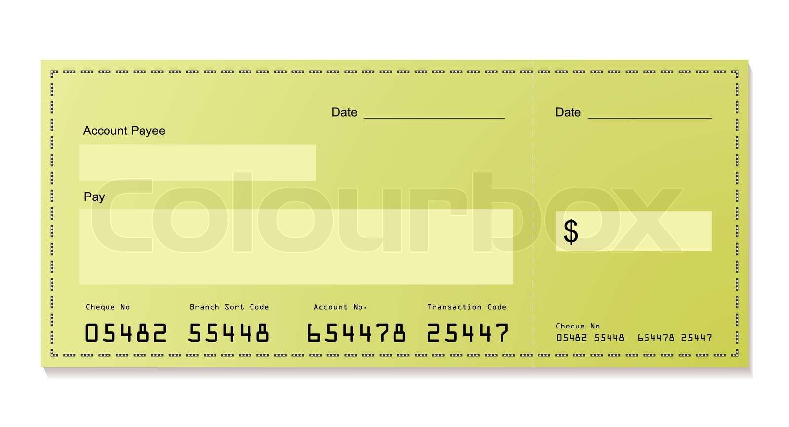 green dollar bacnk cheque with space for your own information | Stock ...