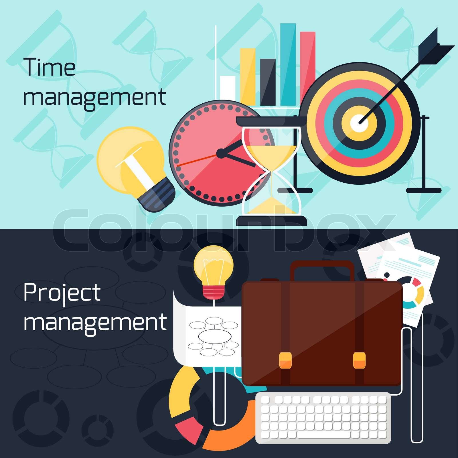 Project and time management flat design concept | Stock vector | Colourbox