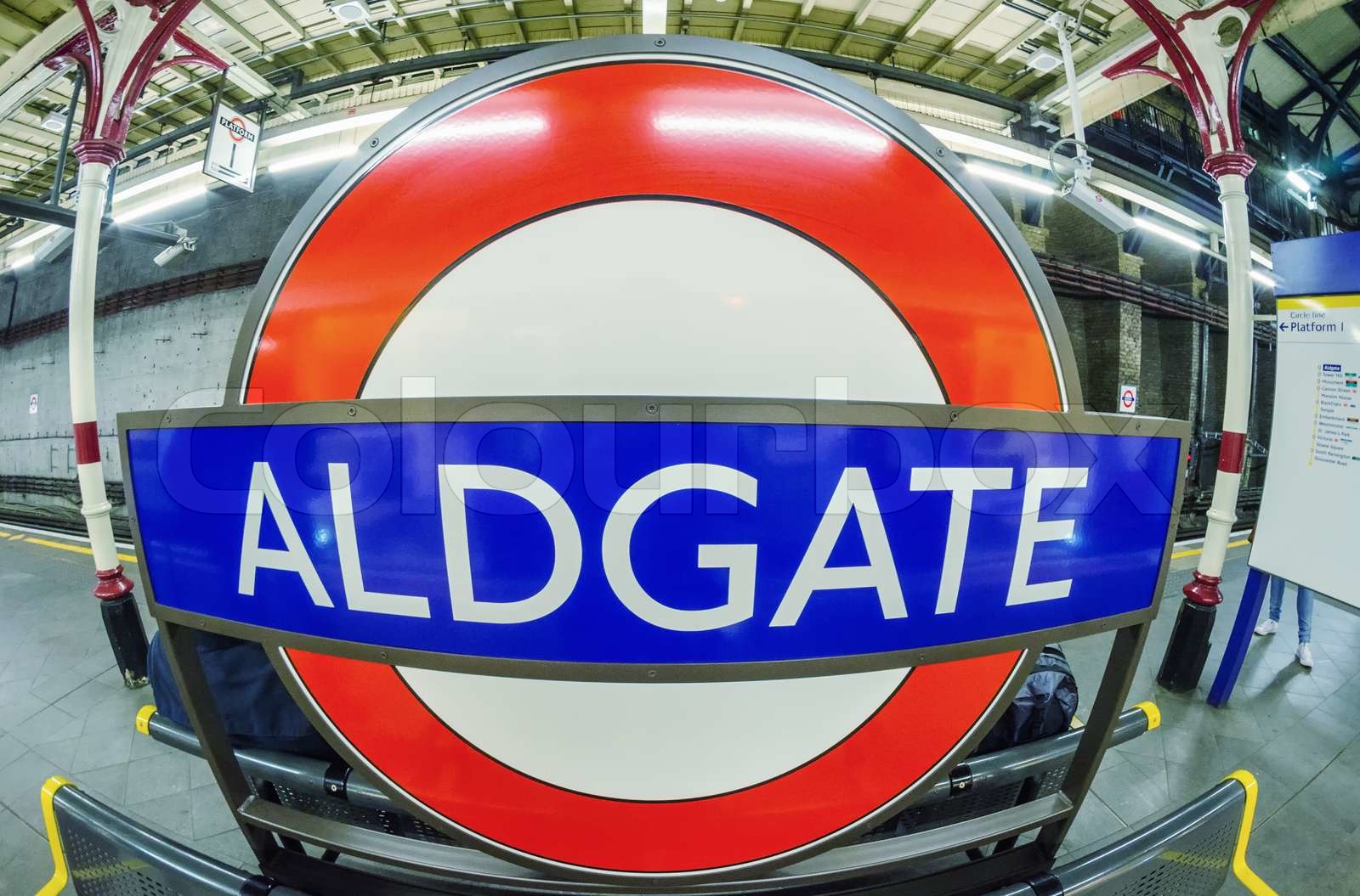 LONDON - AUG 21, 2013: Aldgate underground subway sign. Underground ...