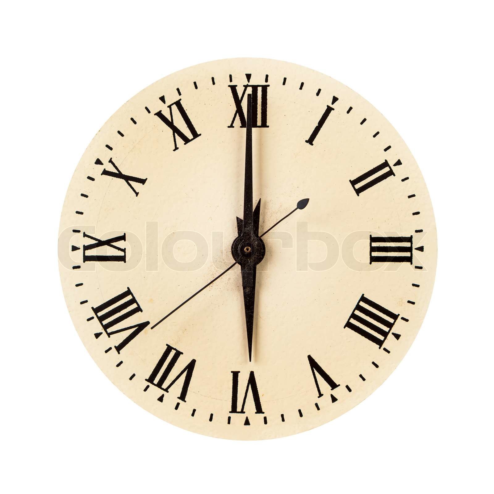 Vintage clock face showing six o'clock | Stock image | Colourbox