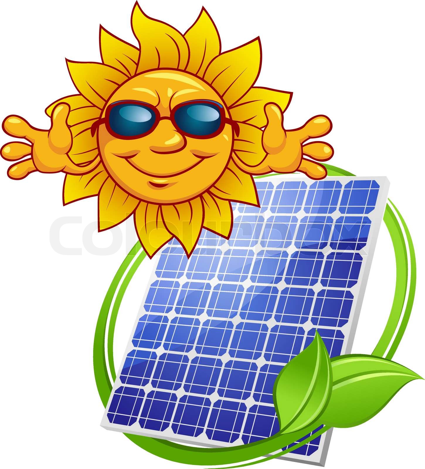 Solar panel with cartoon sun | Stock vector | Colourbox