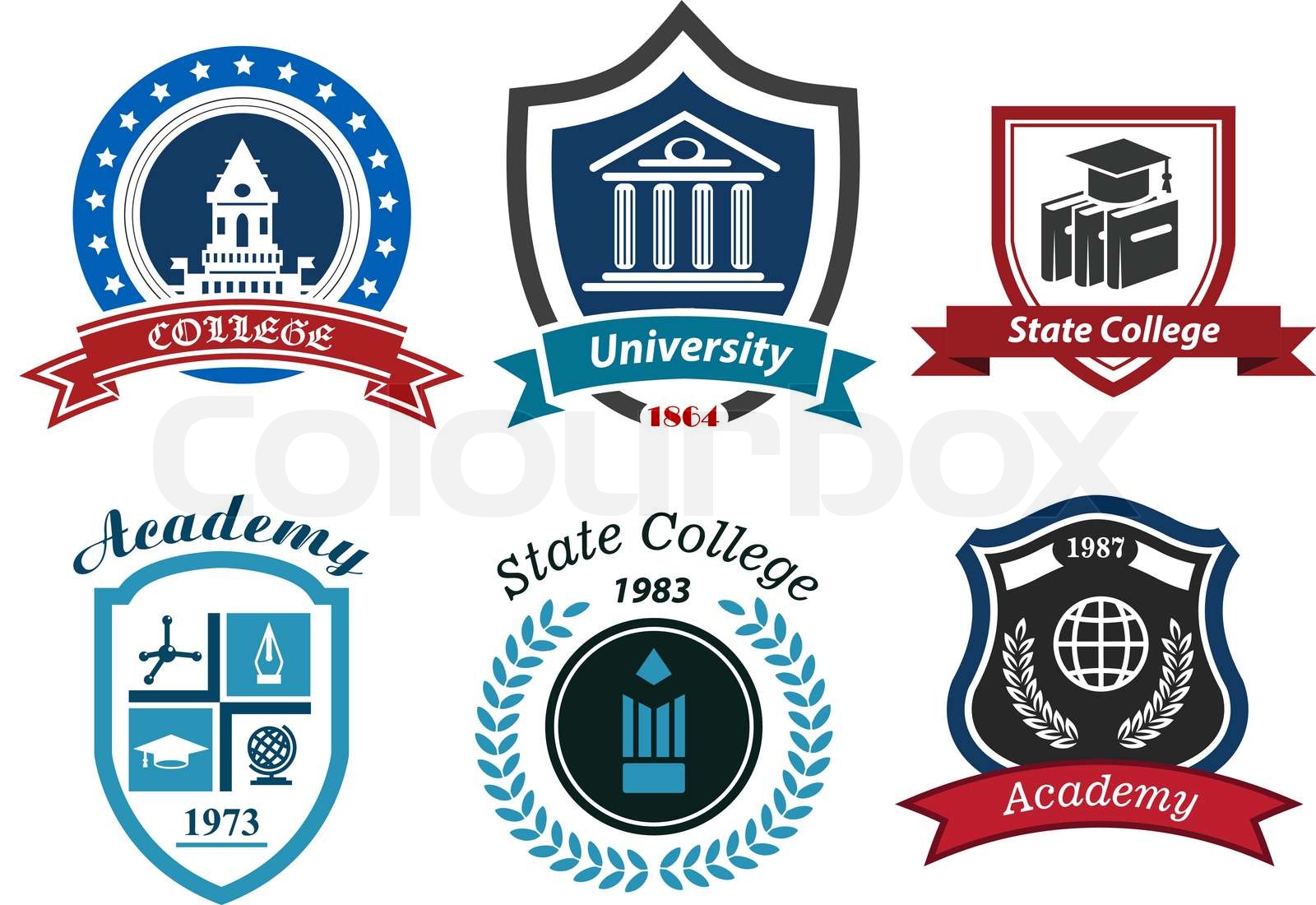 University, college and academy heraldic emblems | Stock vector | Colourbox