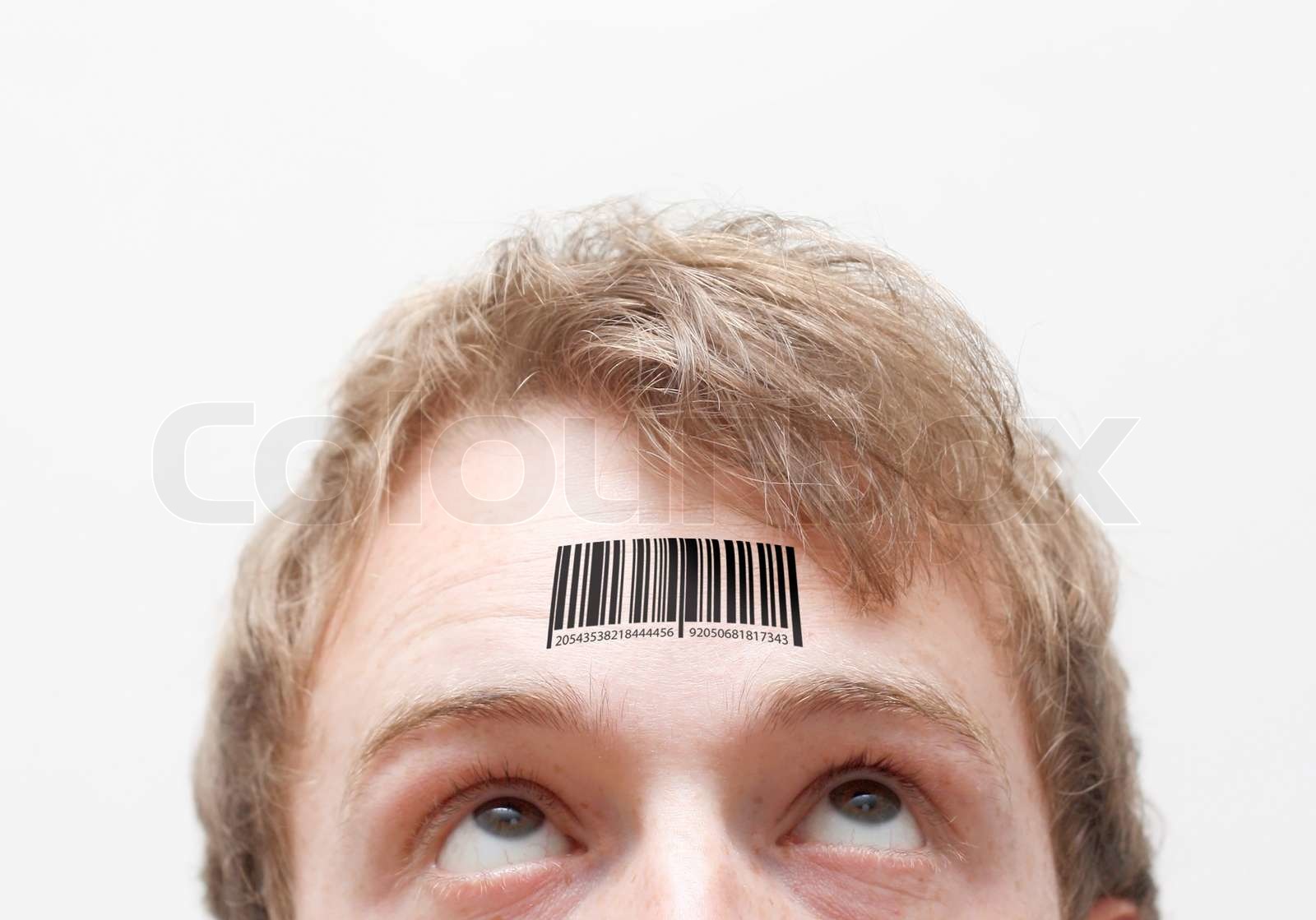 Barcode on forehead | Stock image | Colourbox