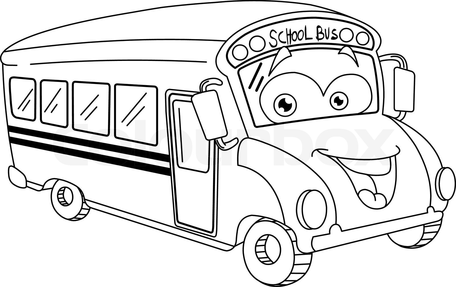 Outlined school bus cartoon | Stock vector | Colourbox