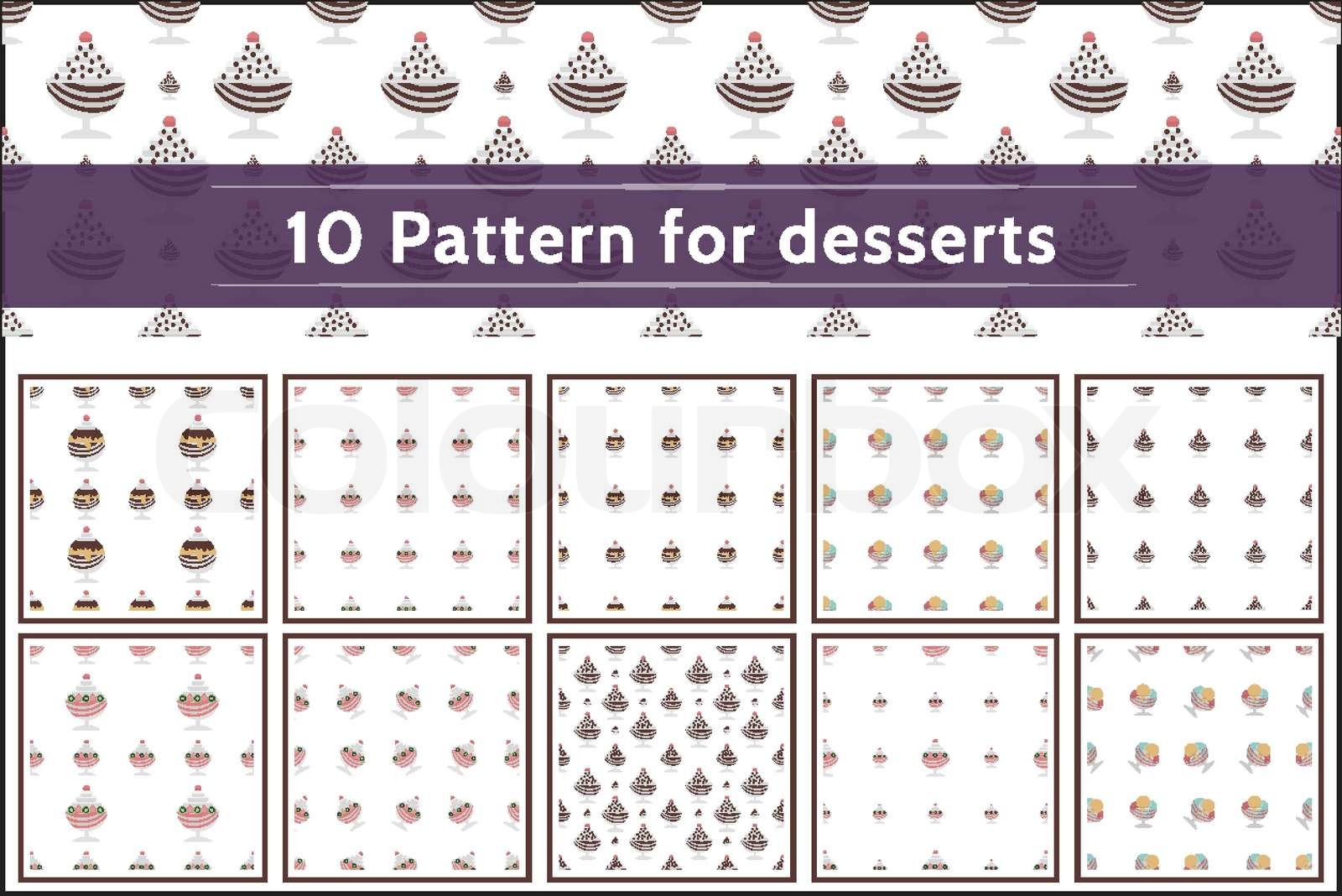 Vector collection of 10 patterns for desserts | Stock vector | Colourbox