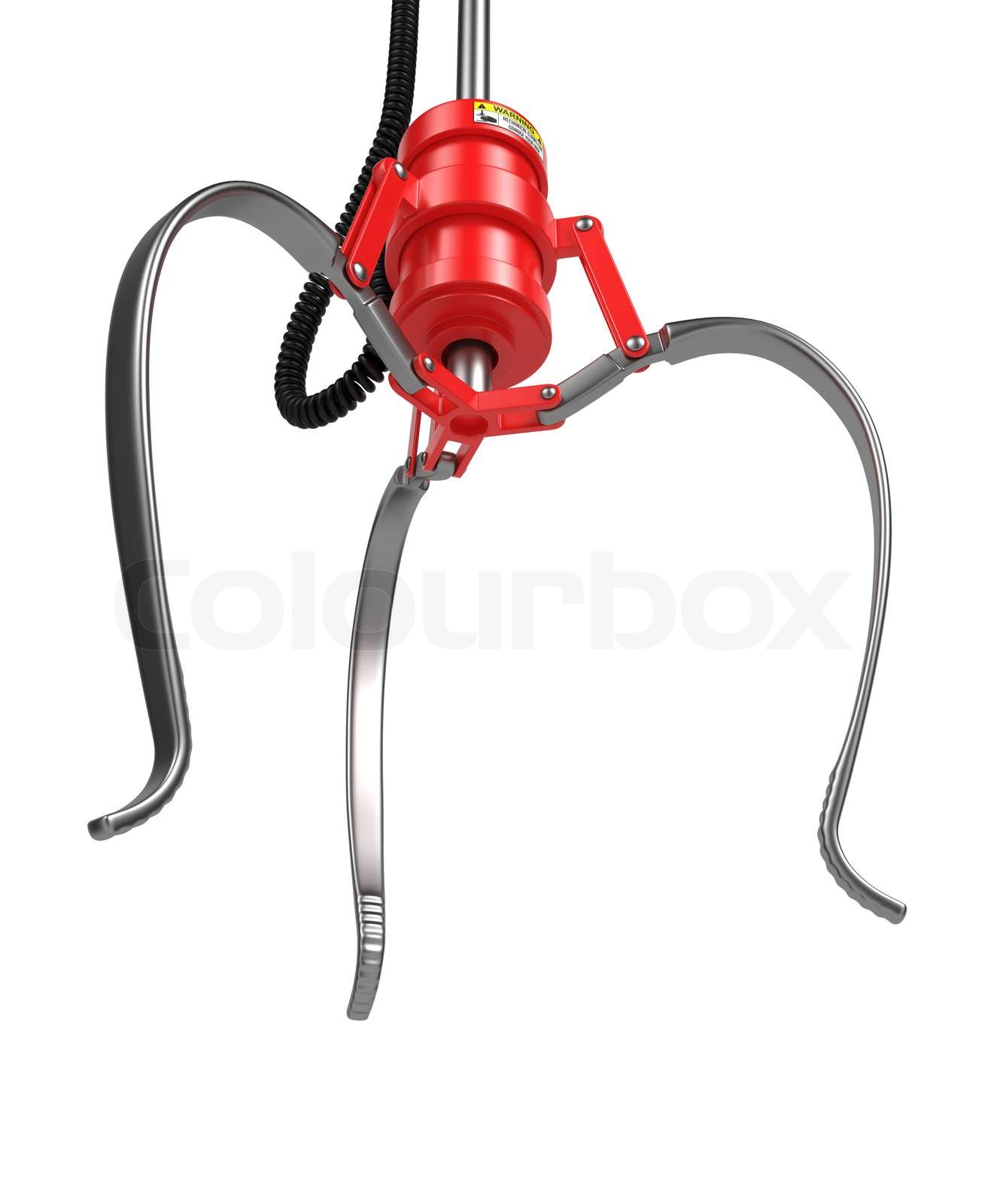 Closed Metal Robotic Claw in Red Color. | Stock image | Colourbox